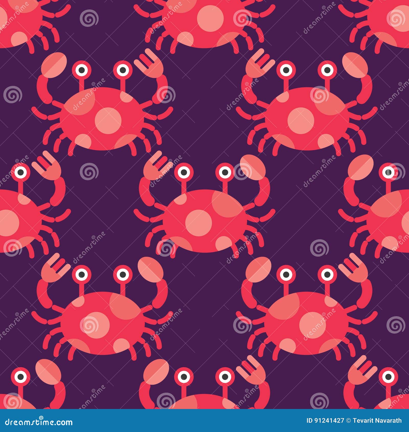 Seamless Crab pattern stock vector. Illustration of pattern - 91241427
