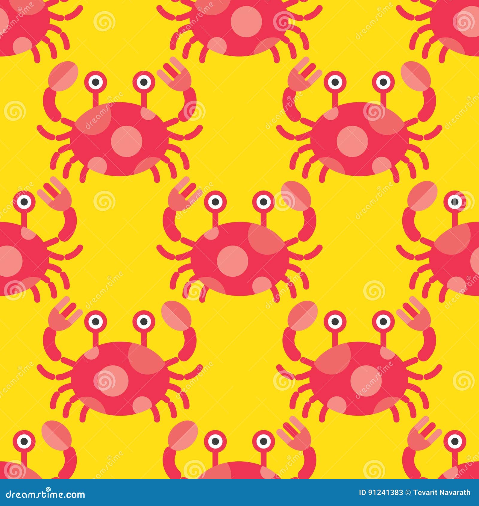 Seamless Crab Pattern Vector Illustration | CartoonDealer.com #71391466