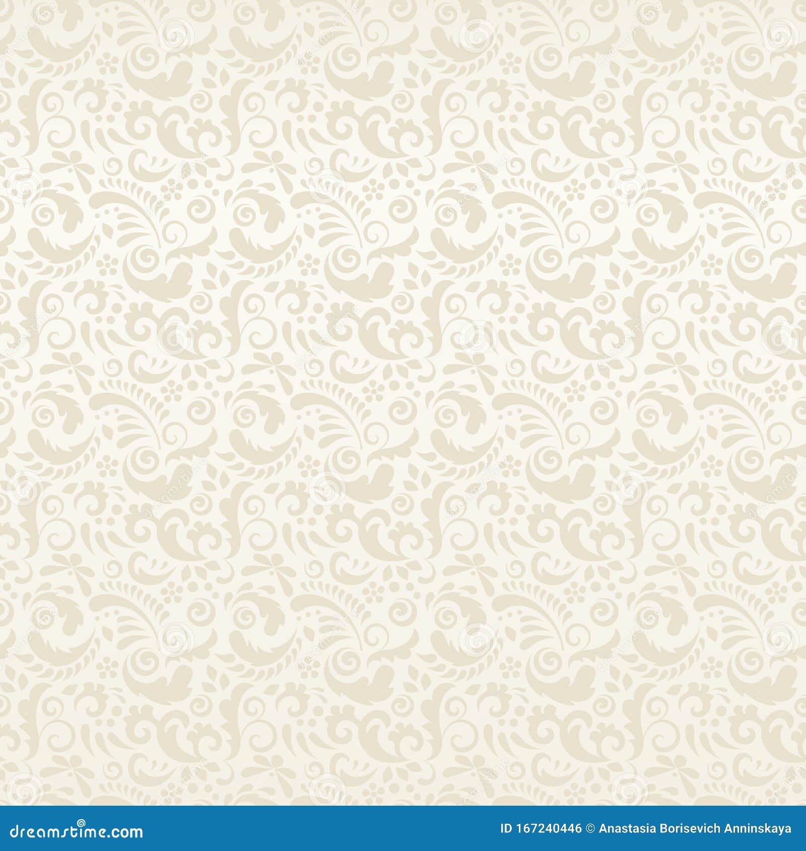 Seamless Cream Abstract Pattern with Plant Elements Stock Vector ...