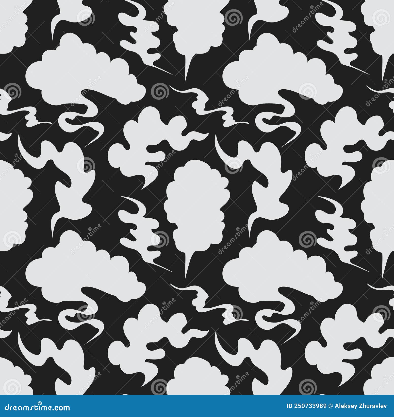 Seamless Creative Hand-drawn Pattern Composed of Smoke Clouds in Black ...