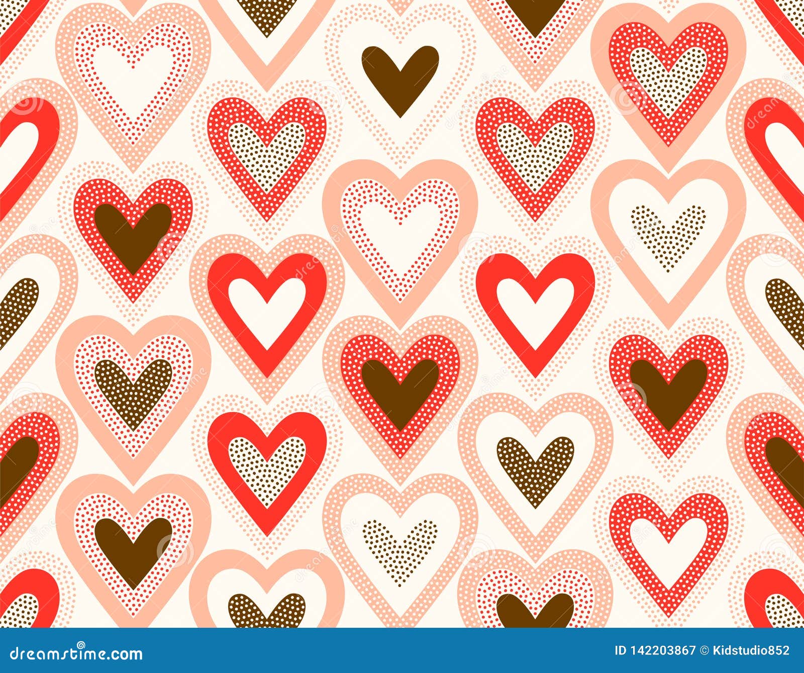 Seamless Creative Stylish Doodle Dots Heart Playful Pattern Stock ...