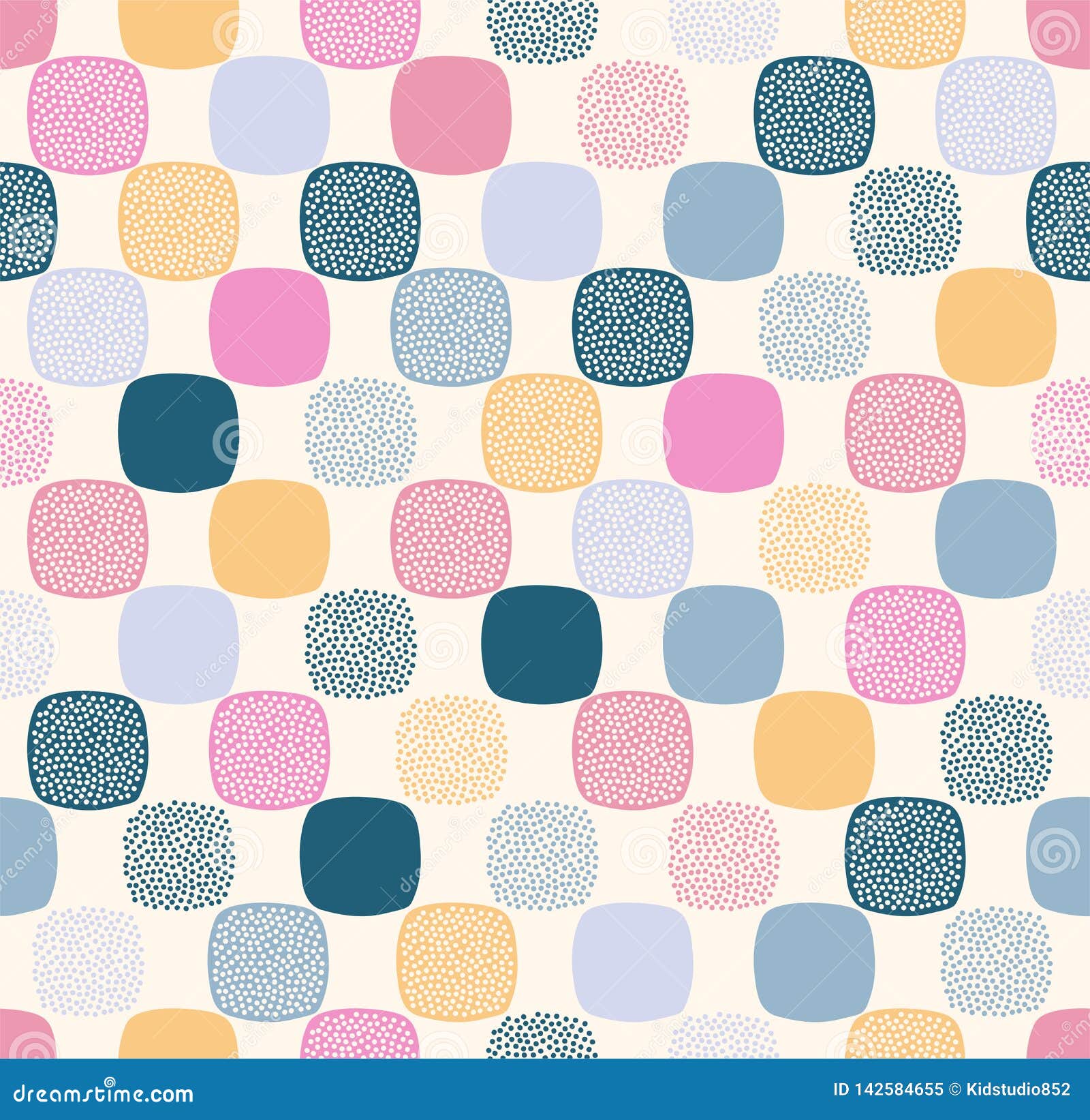 Seamless Creative Stylish Rounded Square with Dots Textured Playful ...
