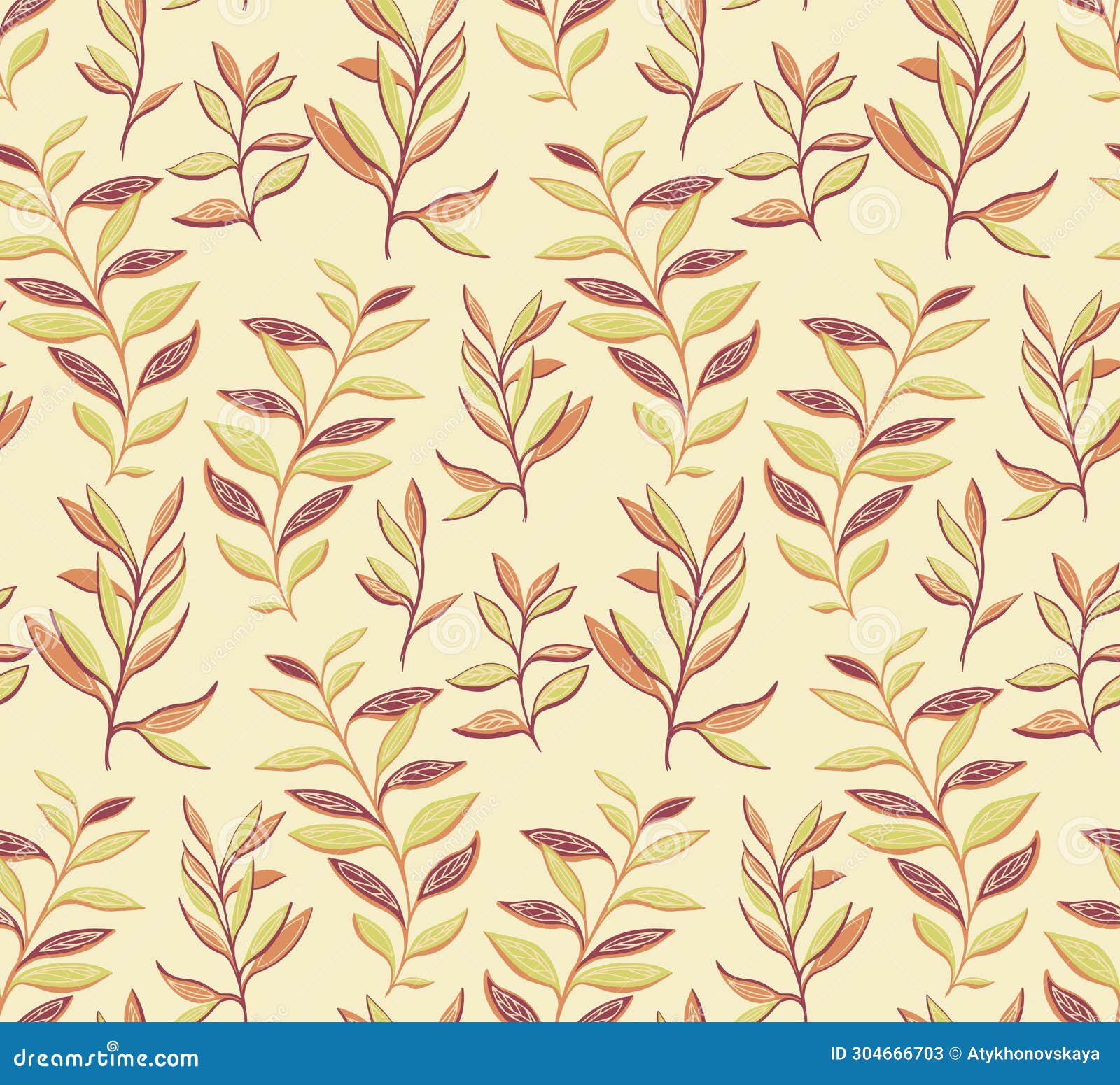 Seamless, Creative, Stylized Leaves Pattern. Vector Hand Drawn ...