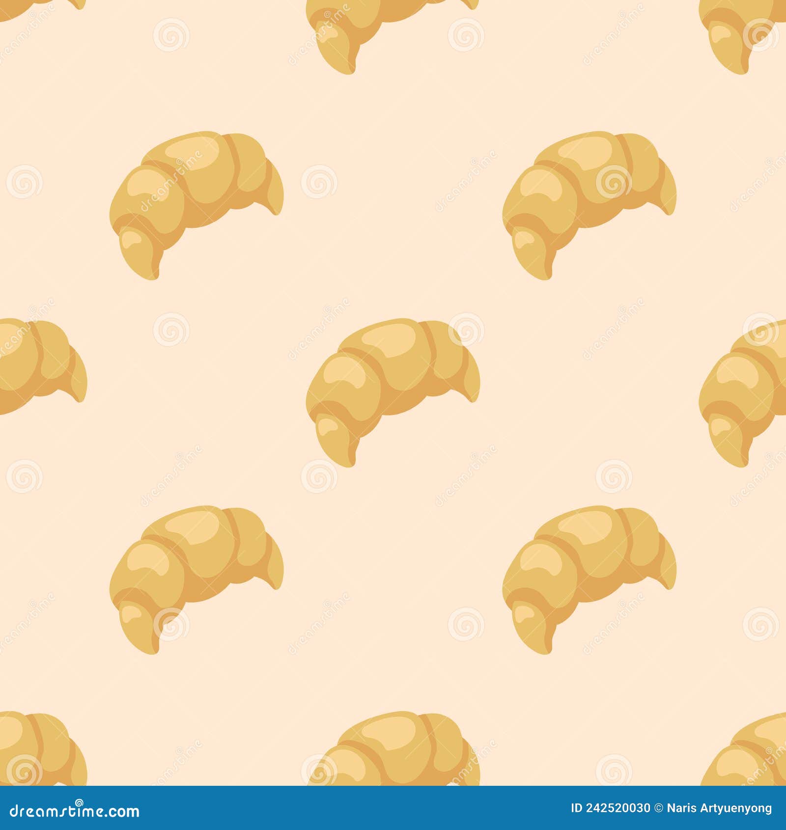 Croissant Cartoon Character Doodle Showing Some Love With Flying Hearts ...