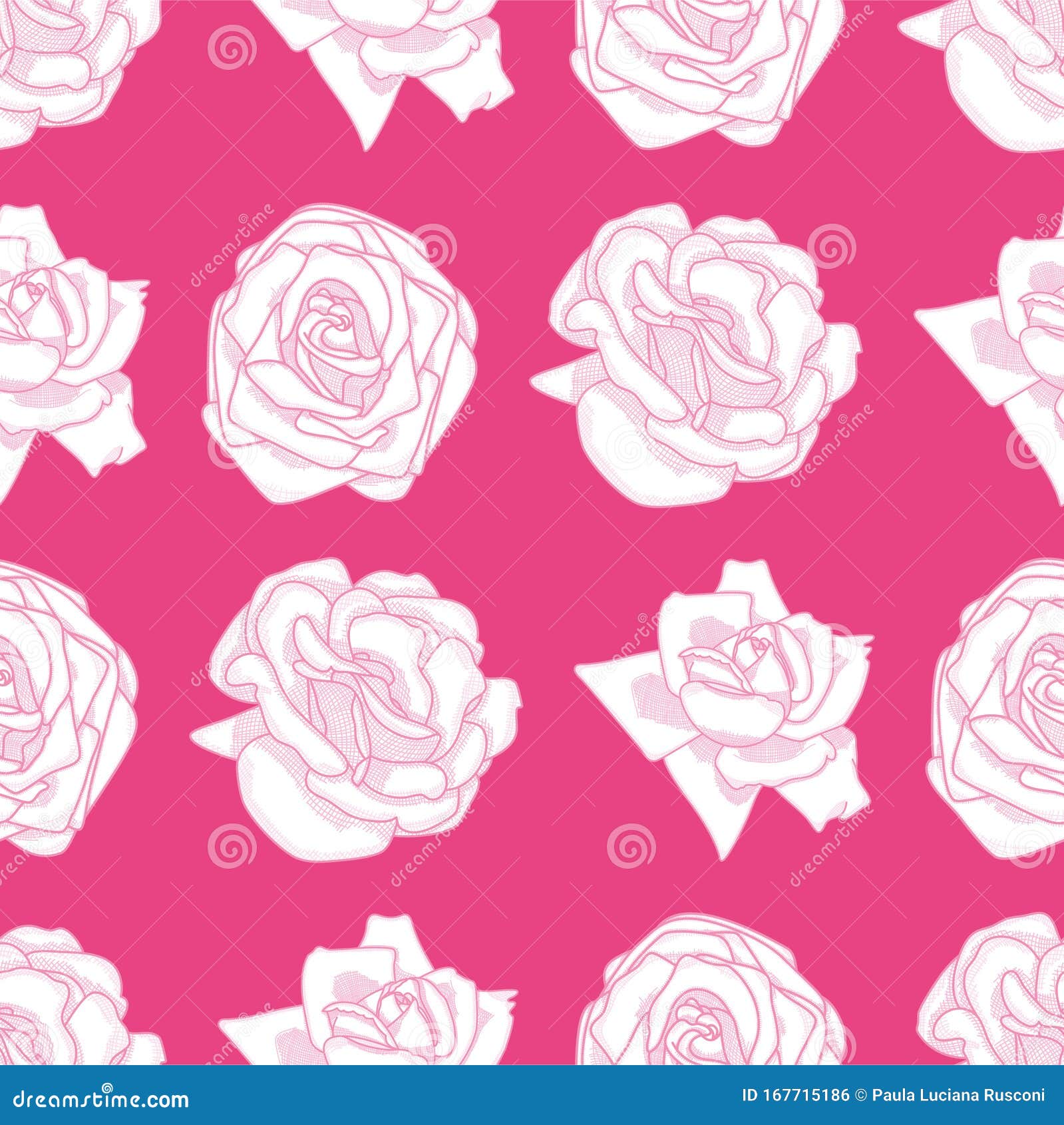 Seamless Cross-hatching Roses Pattern Background Stock Vector ...