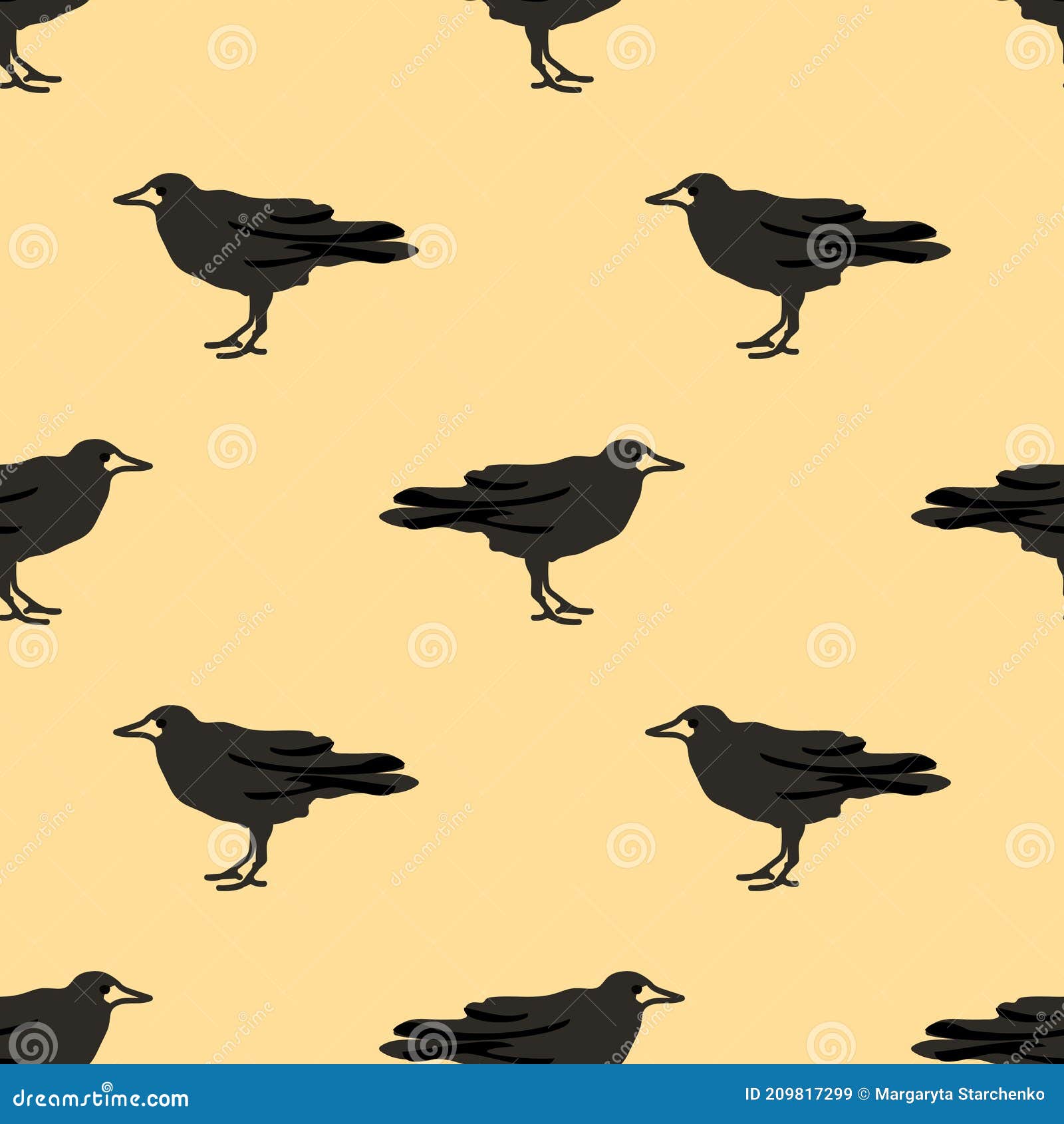 Seamless crow pattern stock vector. Illustration of fashionable - 209817299
