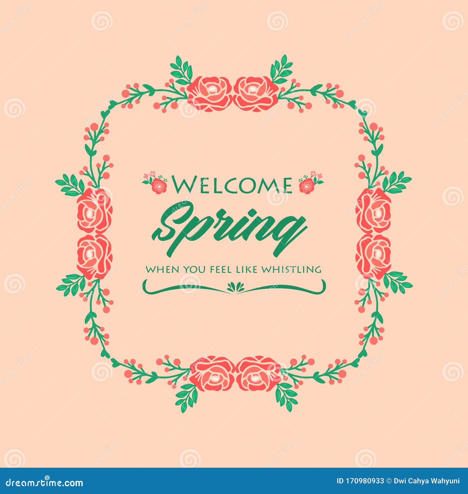 Seamless Crowd of Leaf and Rose Flower Frame, for Welcome Spring ...