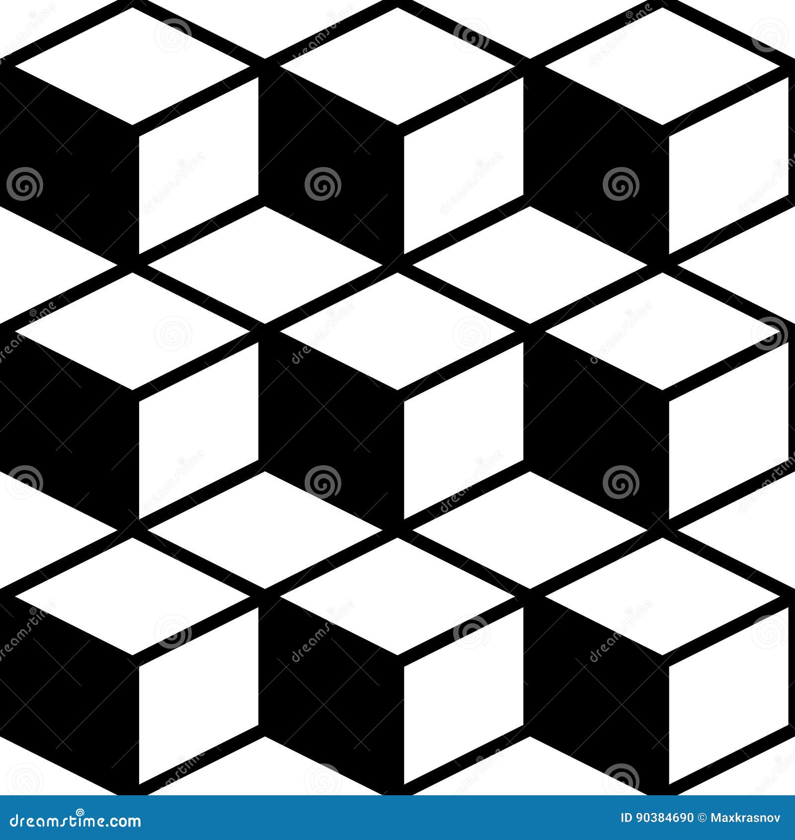 Seamless Cube and Stripe Pattern Stock Vector - Illustration of grid ...