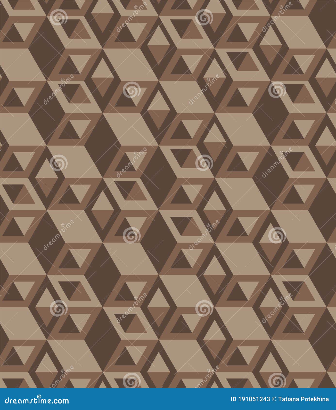 Seamless Cubes Pattern. 3d Brown Vector Geometric Wallpaper, Cube ...