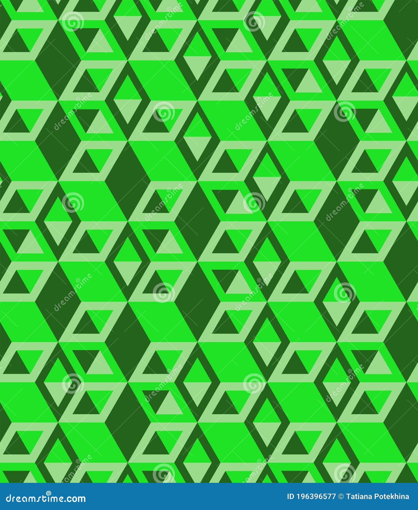 Seamless Cubes Pattern. 3d Green Vector Geometric Wallpaper, Cube ...