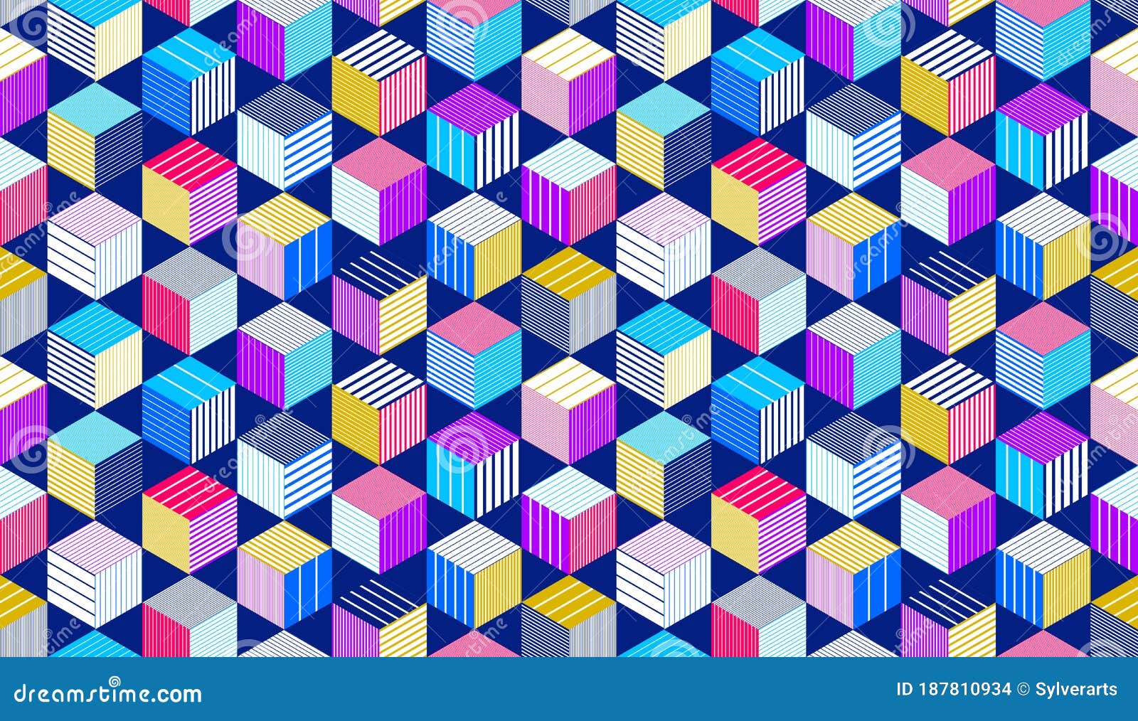 Seamless Cubes Vector Background, Lined Boxes Repeating Tile Pattern ...