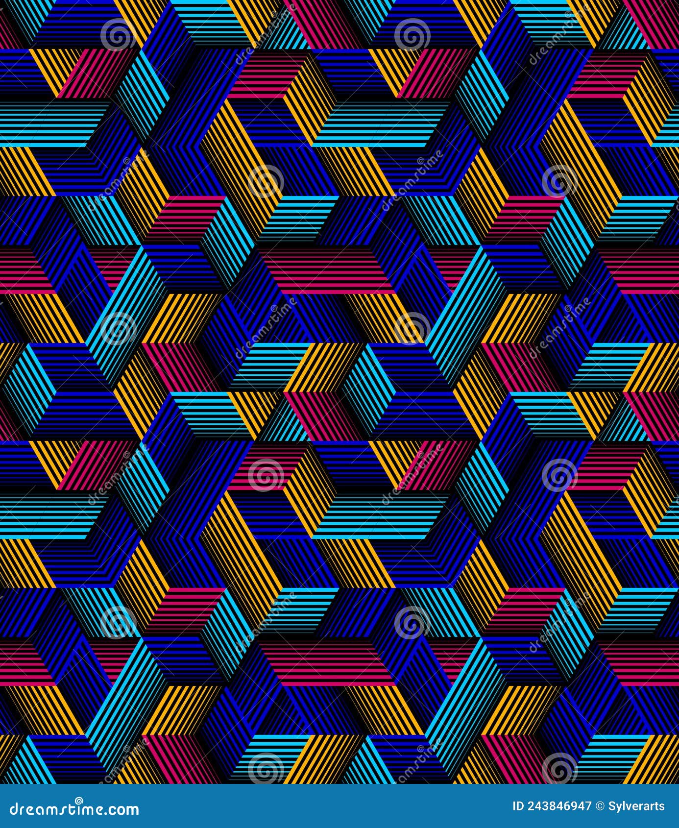 Seamless Cubes Vector Background, Lined Boxes Repeating Tile Pattern ...