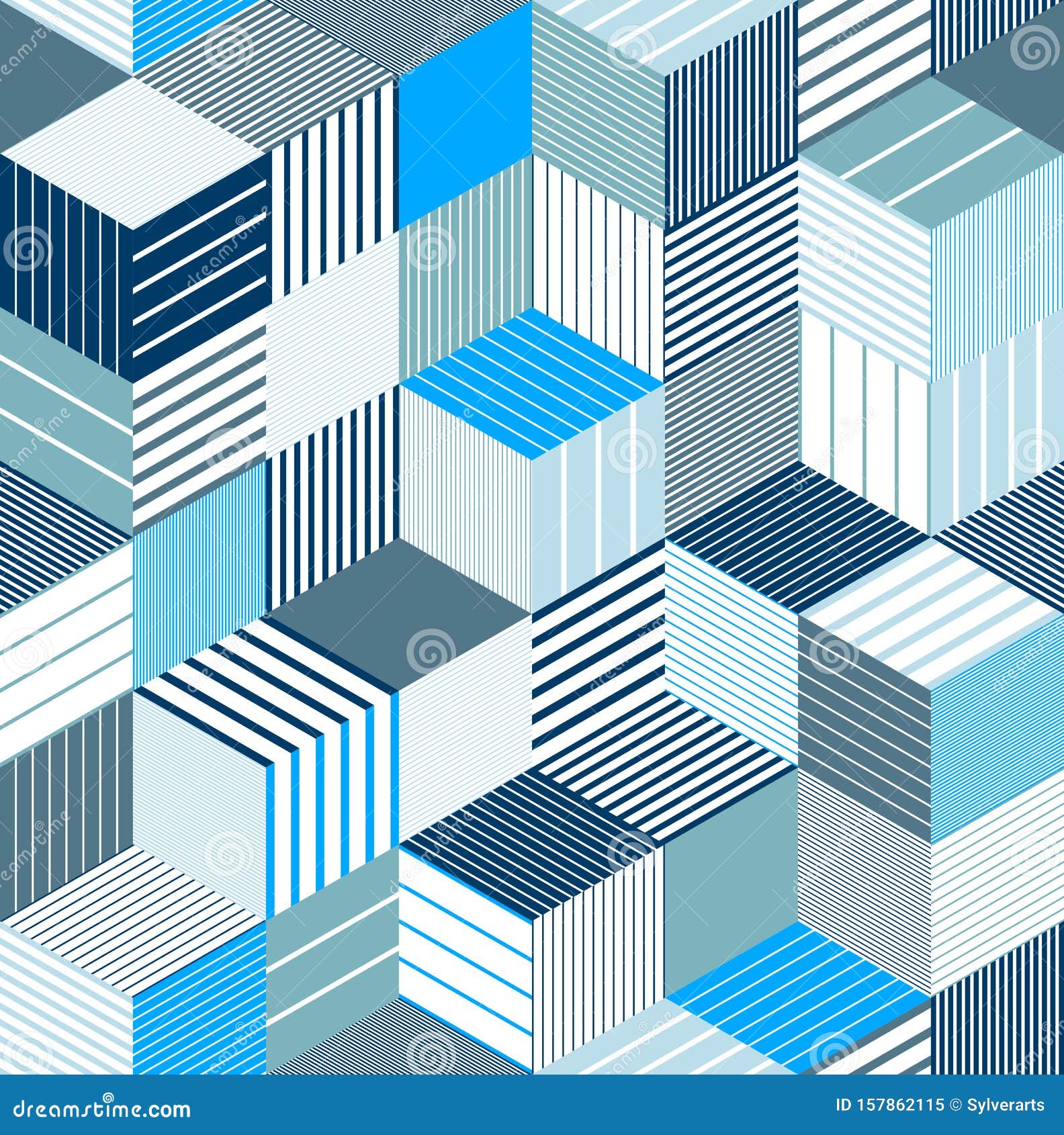 Seamless Cubes Vector Background, Lined Boxes Repeating Tile Pattern ...