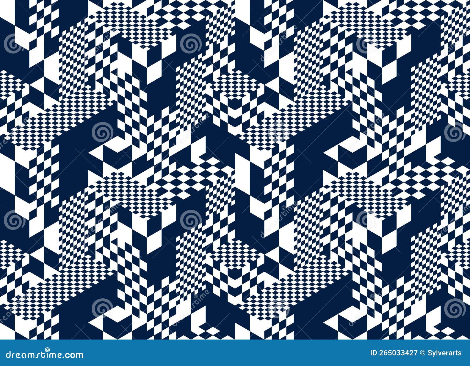 Seamless Cubes Vector Background, Rhombus and Triangles Boxes Repeating ...