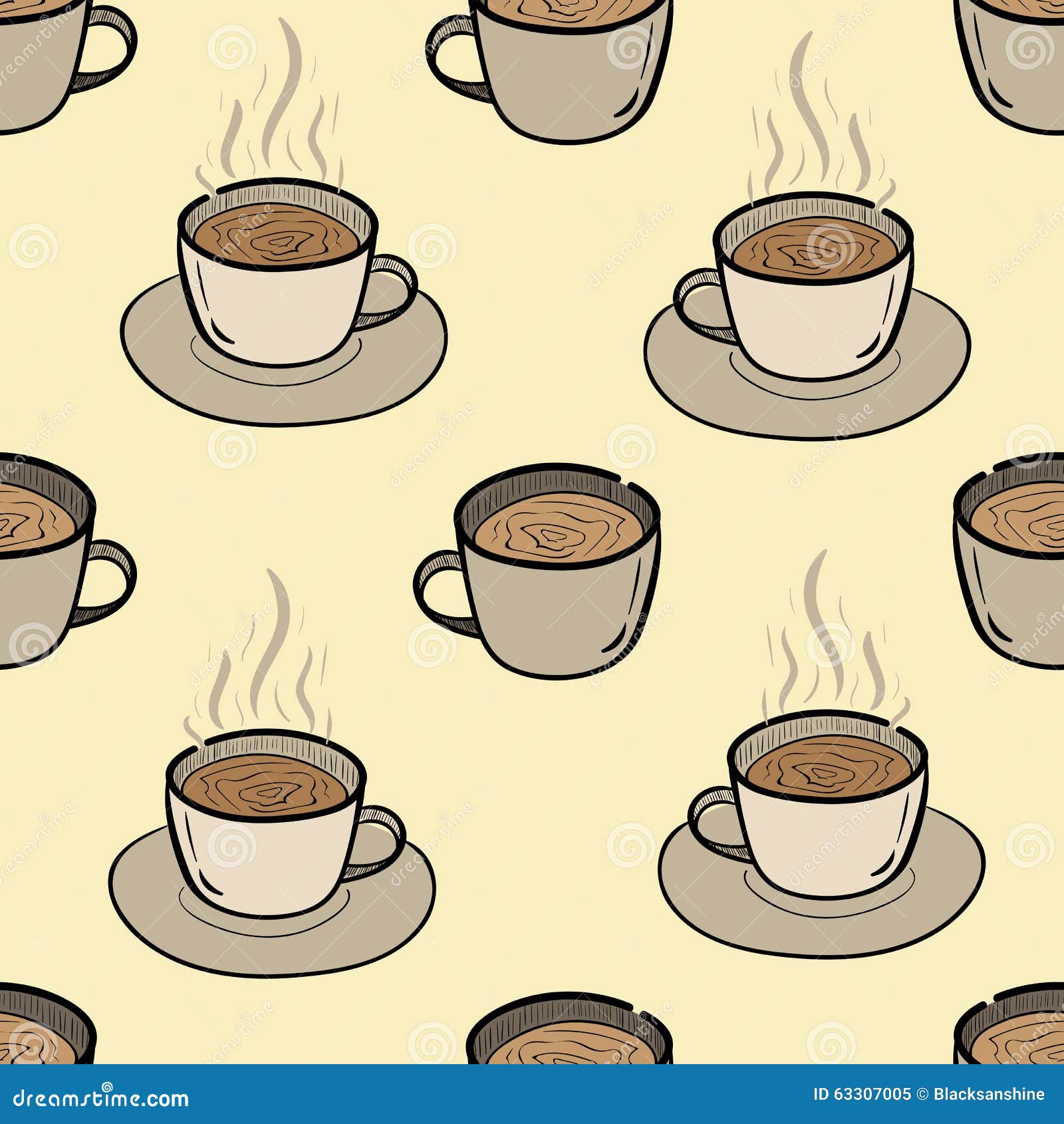 Seamless cup coffee stock vector. Illustration of latte - 63307005