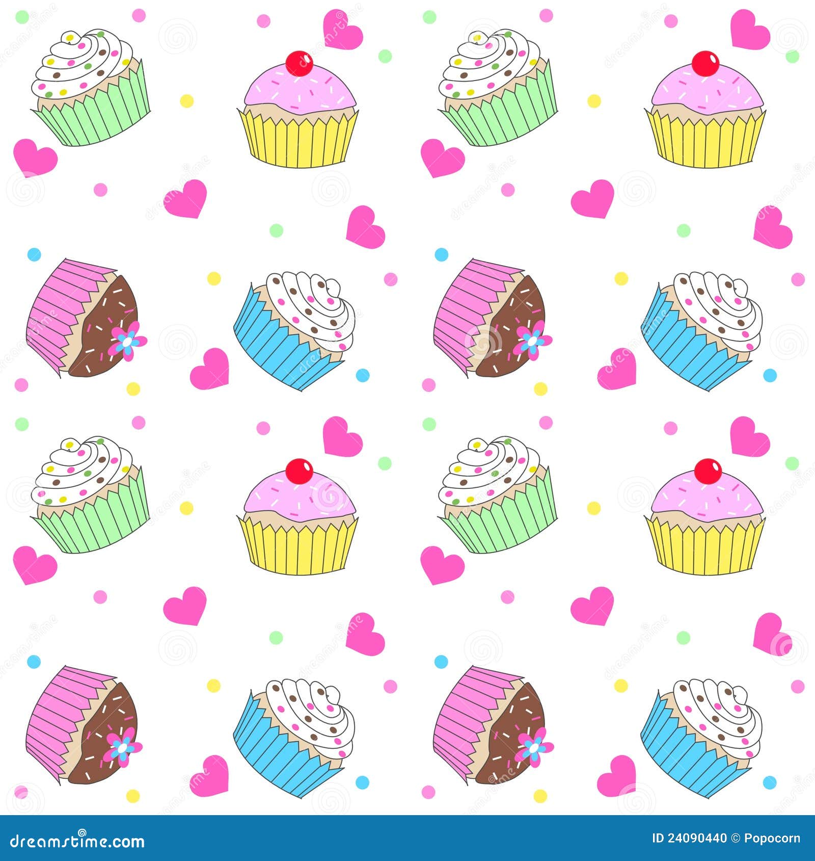 Seamless cupcake pattern stock vector. Illustration of graphic - 24090440
