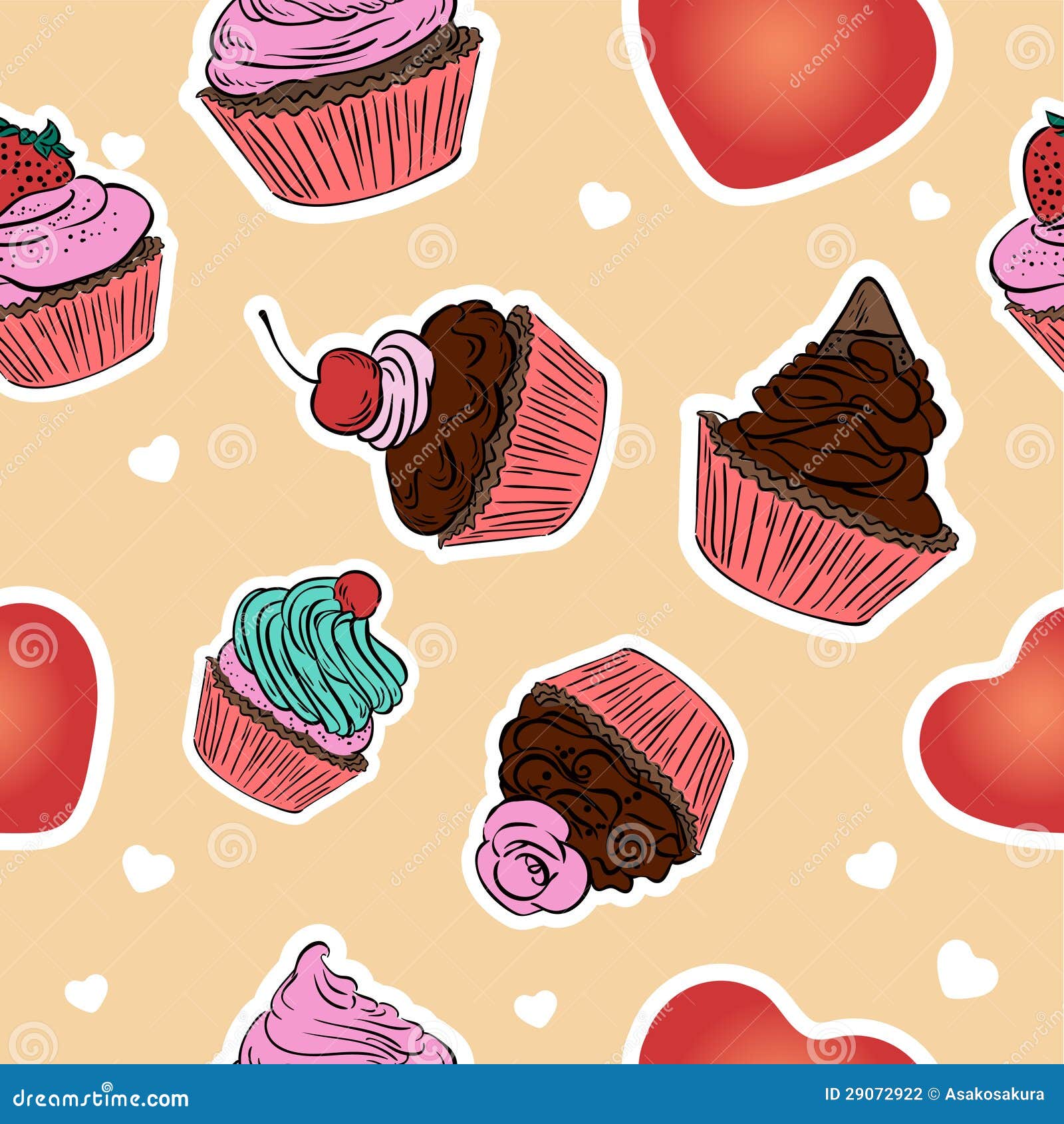 Seamless Cupcake Pale Pattern Vector Illustration | CartoonDealer.com ...