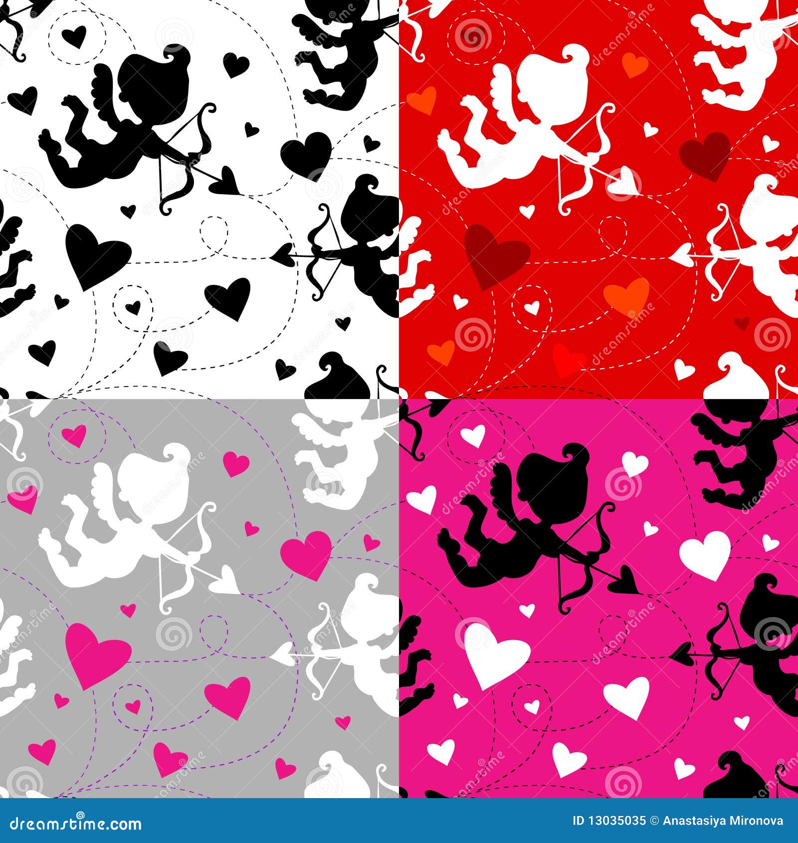 Seamless Cupid Pattern (4 Color Combinations) Stock Vector ...