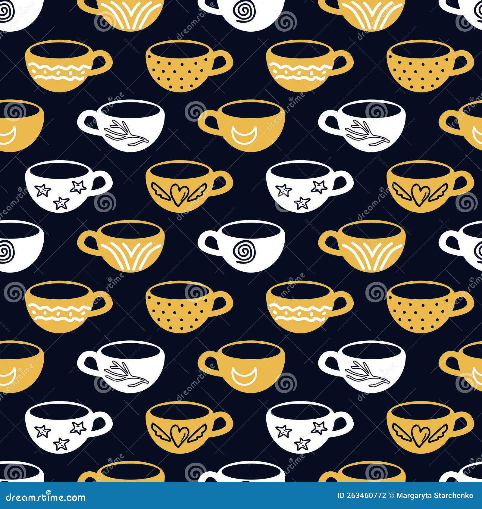 Seamless cups pattern stock vector. Illustration of design - 263460772