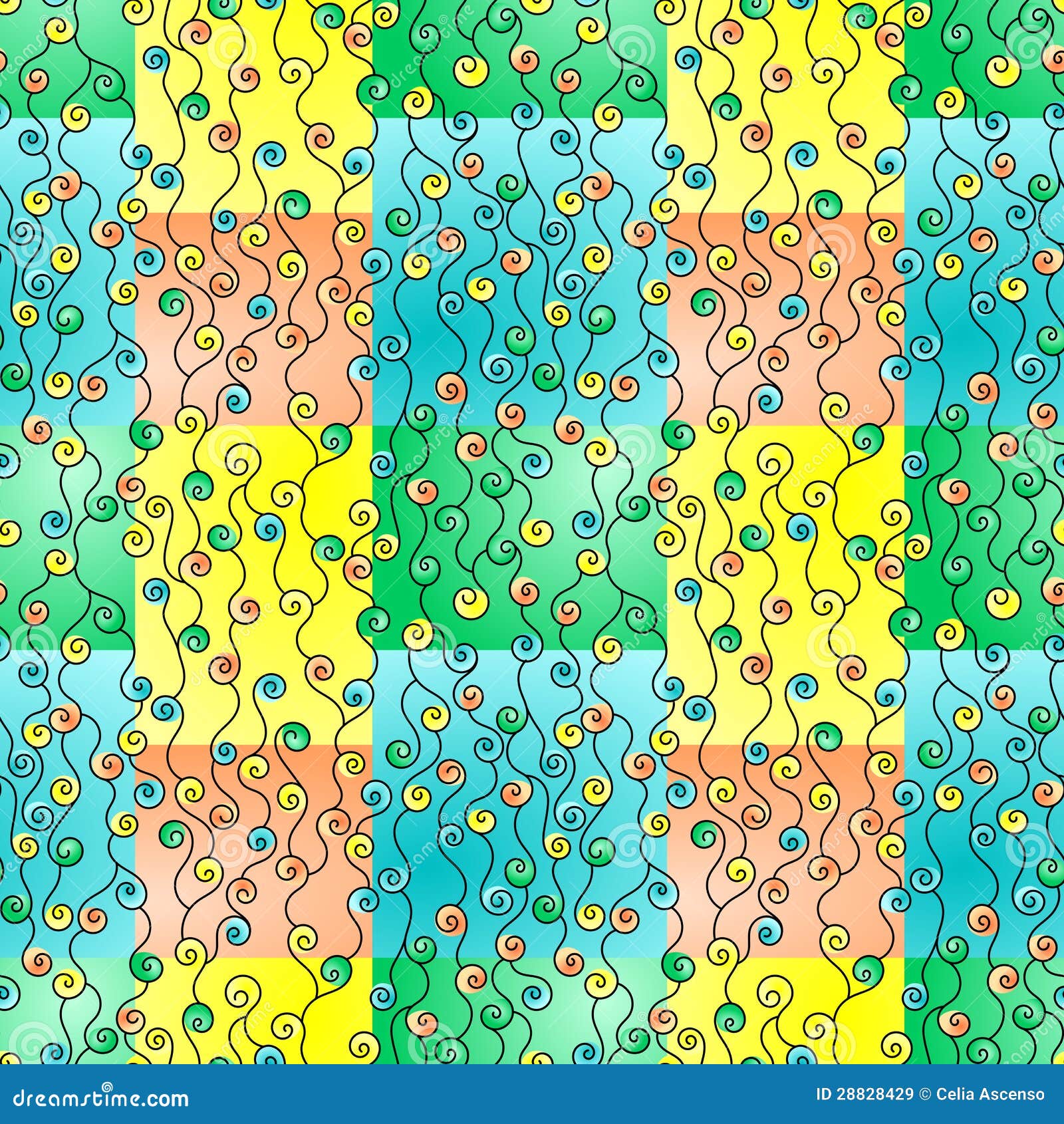 Seamless Curls Squared Background Stock Illustration - Illustration of ...