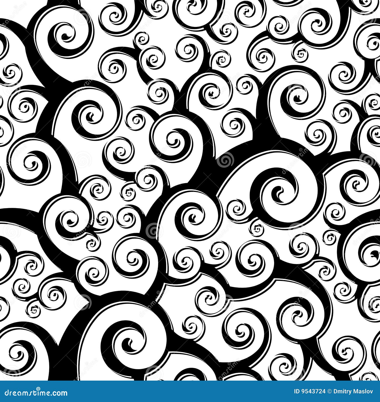 Seamless Curly Pattern stock vector. Illustration of spiral - 9543724