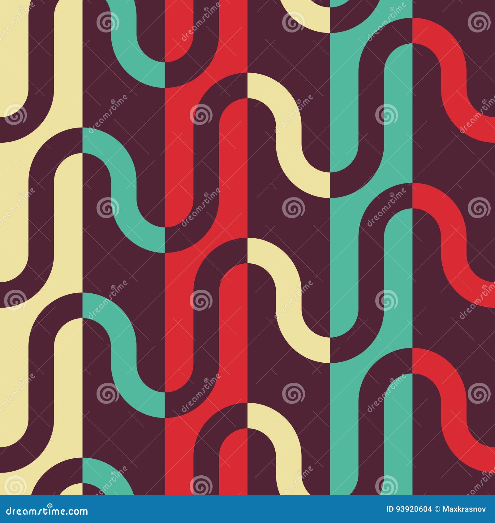 Seamless Curved Shape Pattern Stock Vector - Illustration of print ...