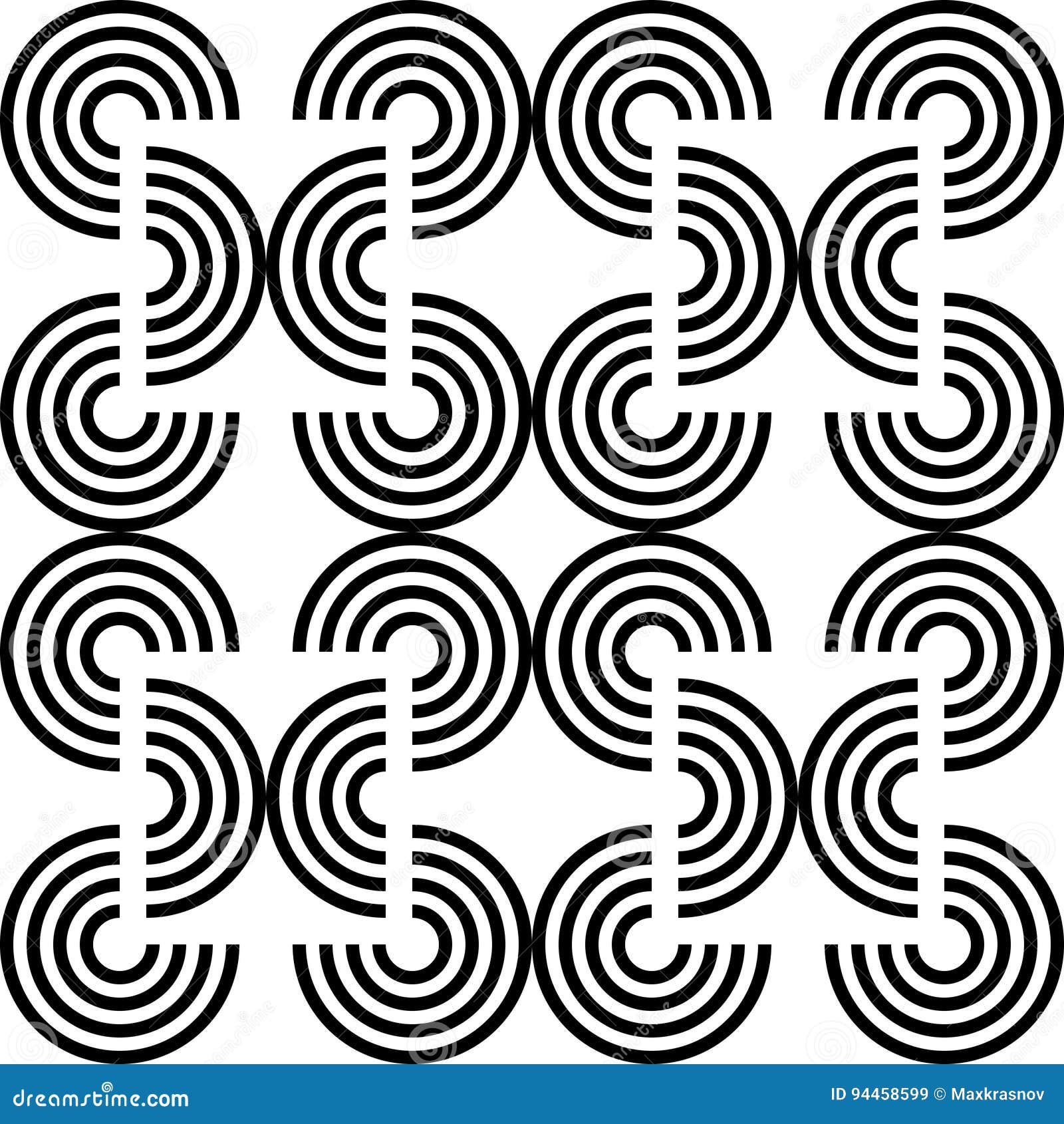Seamless Curved Shape Pattern Stock Vector - Illustration of seamless ...