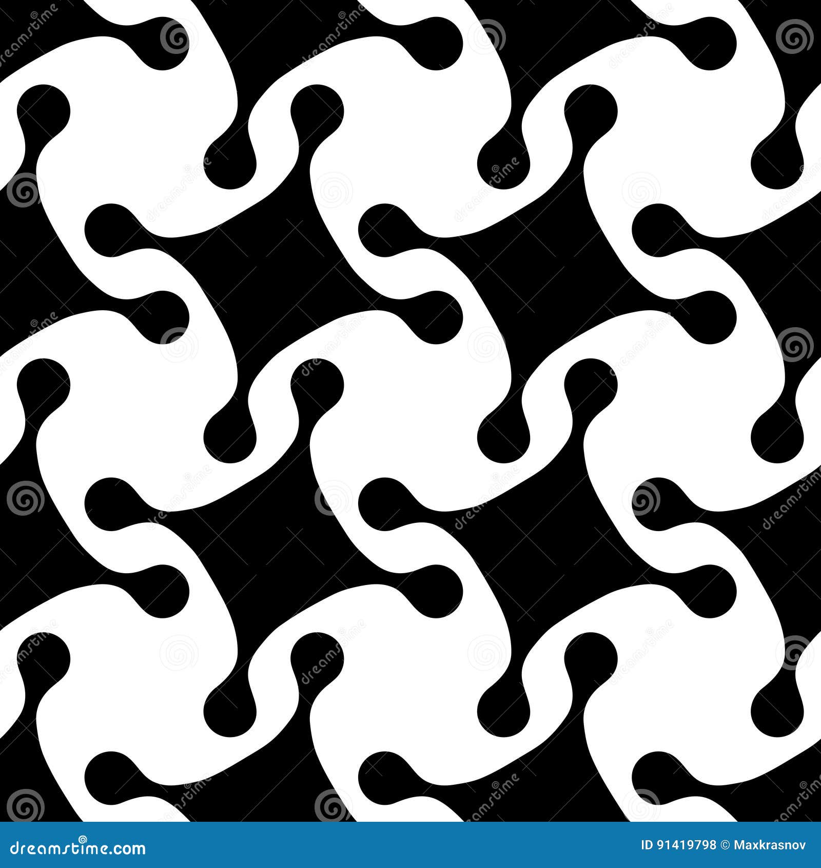 Seamless Curved Shape Pattern Stock Vector - Illustration of monochrome ...
