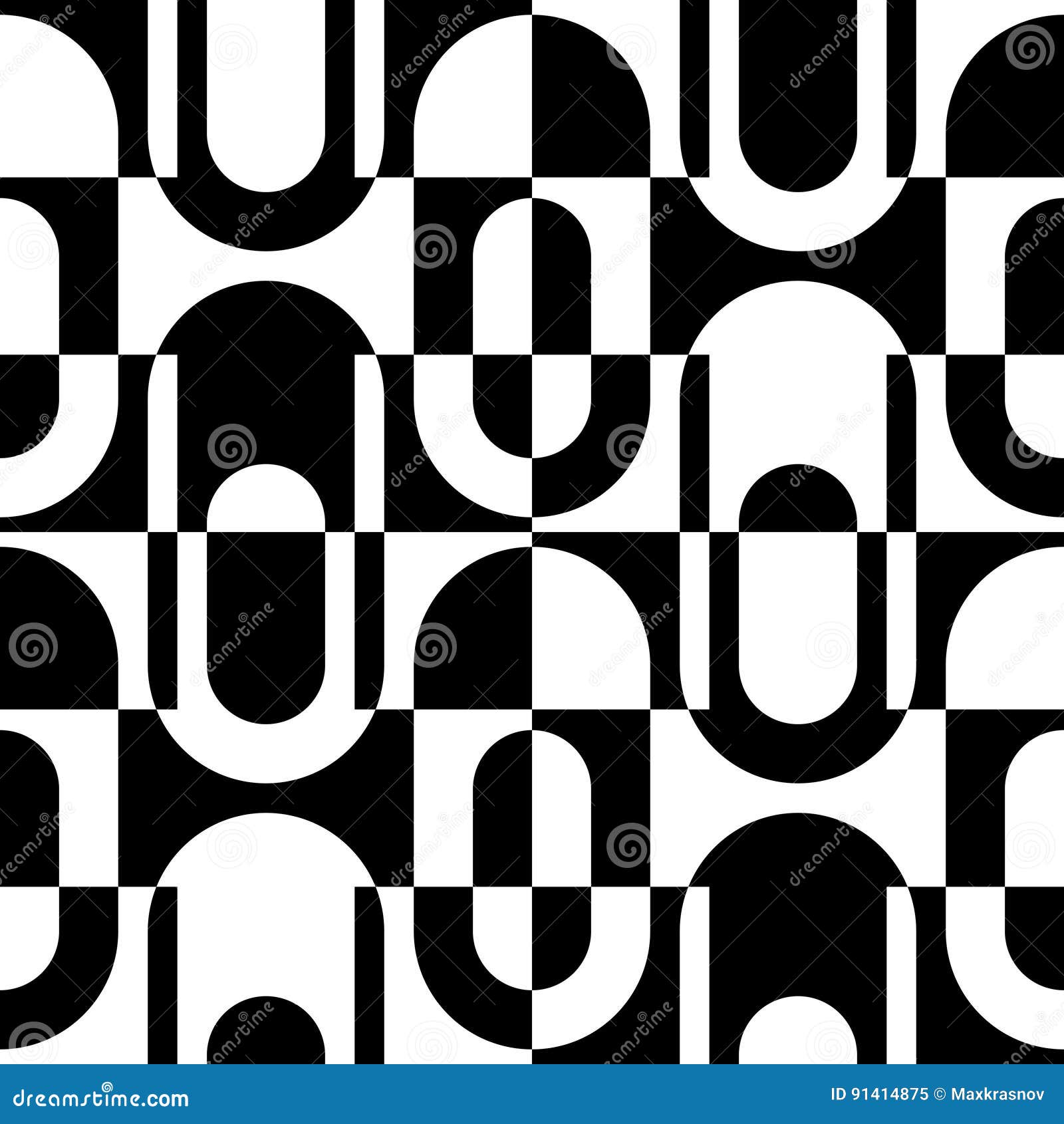 Seamless Curved Shape Pattern Stock Vector - Illustration of geometric ...