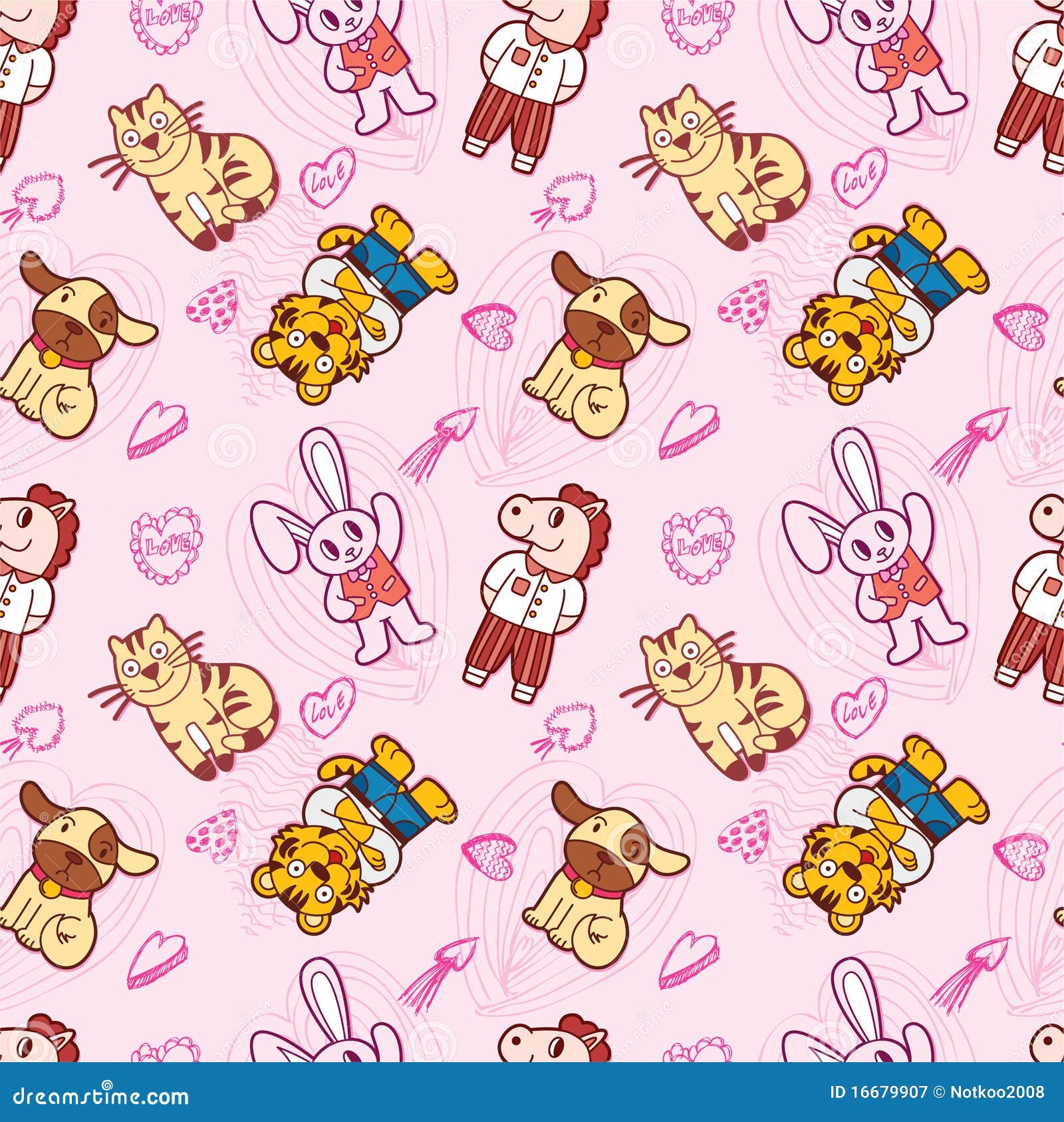 Seamless Cute Animal Pattern Stock Vector - Illustration of duck, backdrop: 16679907