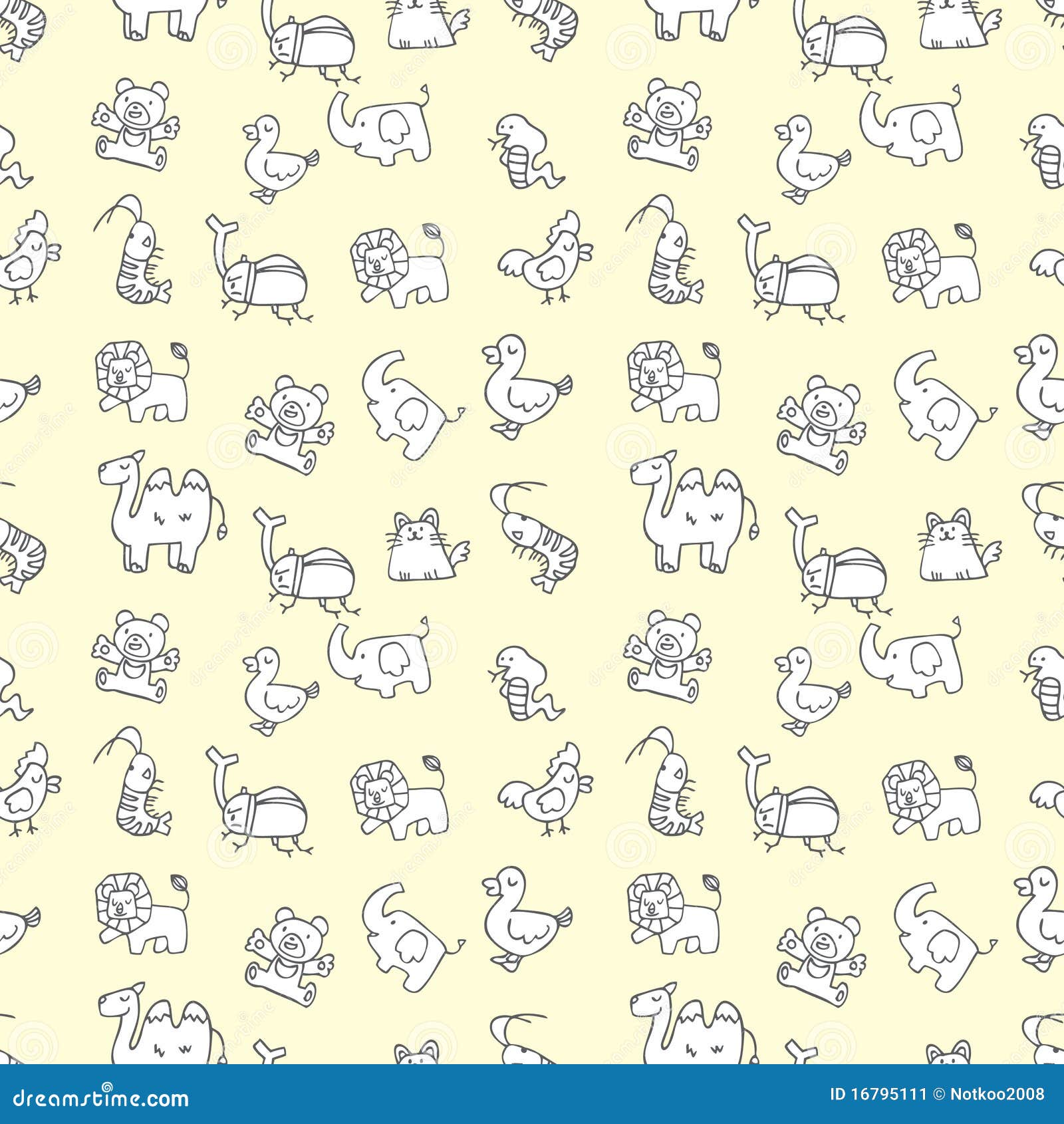 Seamless Cute Animals Pattern Stock Vector - Illustration of elements, elephant: 16795111