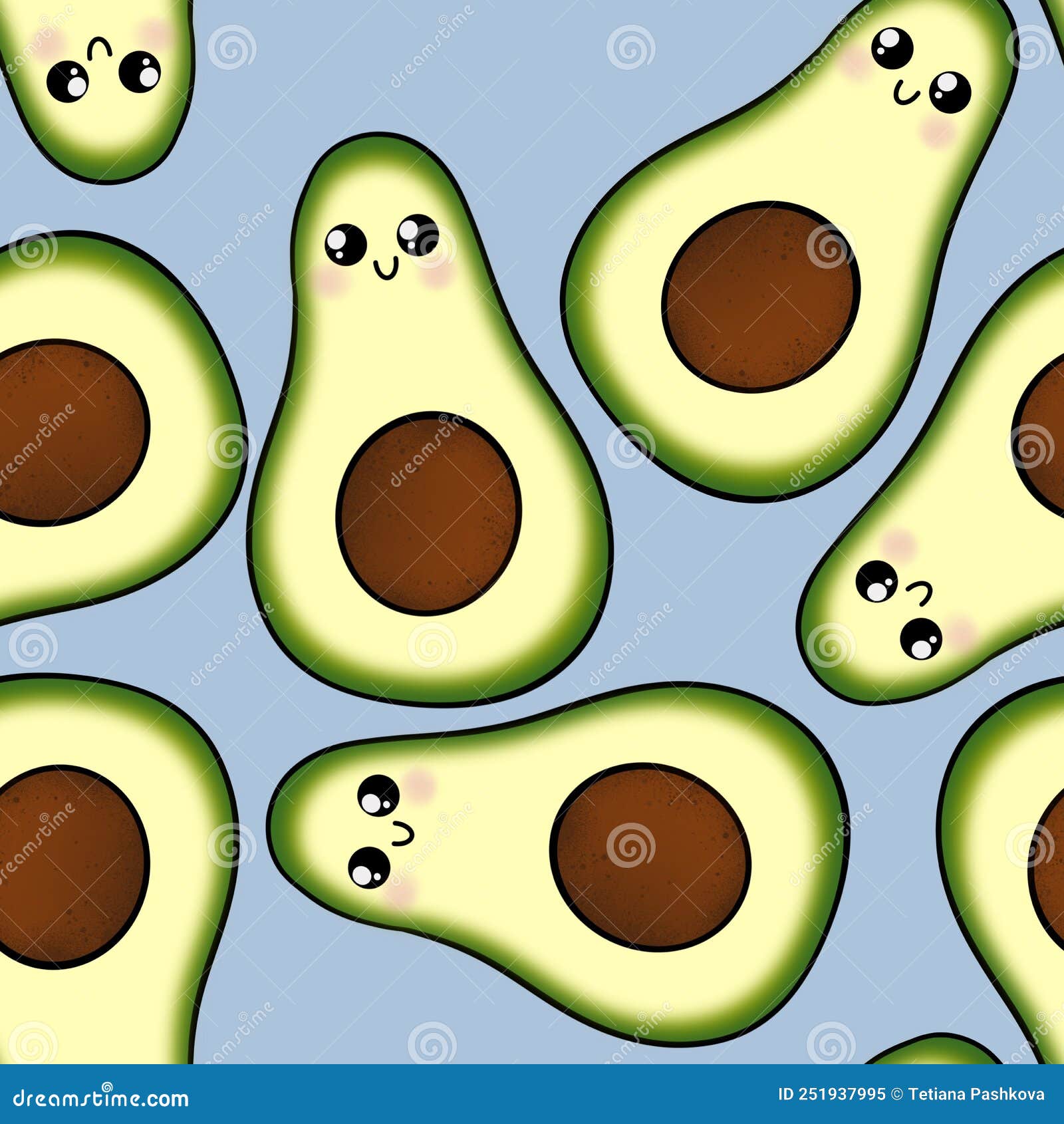 Seamless Cute Avocado Pattern for Fabrics and Packaging Stock ...