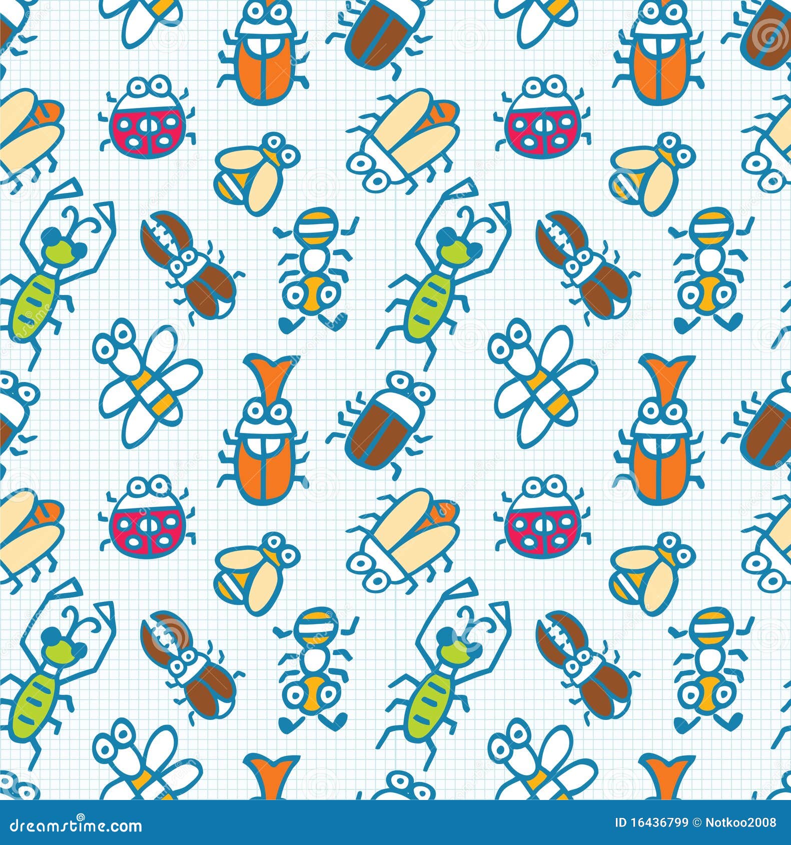 Seamless cute bug pattern stock vector. Illustration of isolation ...