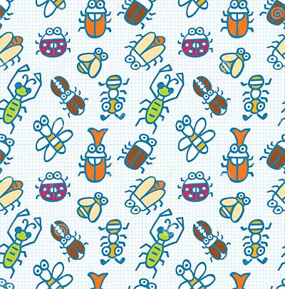 Seamless cute bug pattern stock vector. Illustration of isolation ...