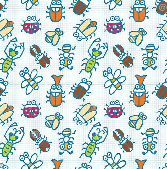 Seamless cute bug pattern stock vector. Illustration of isolation ...