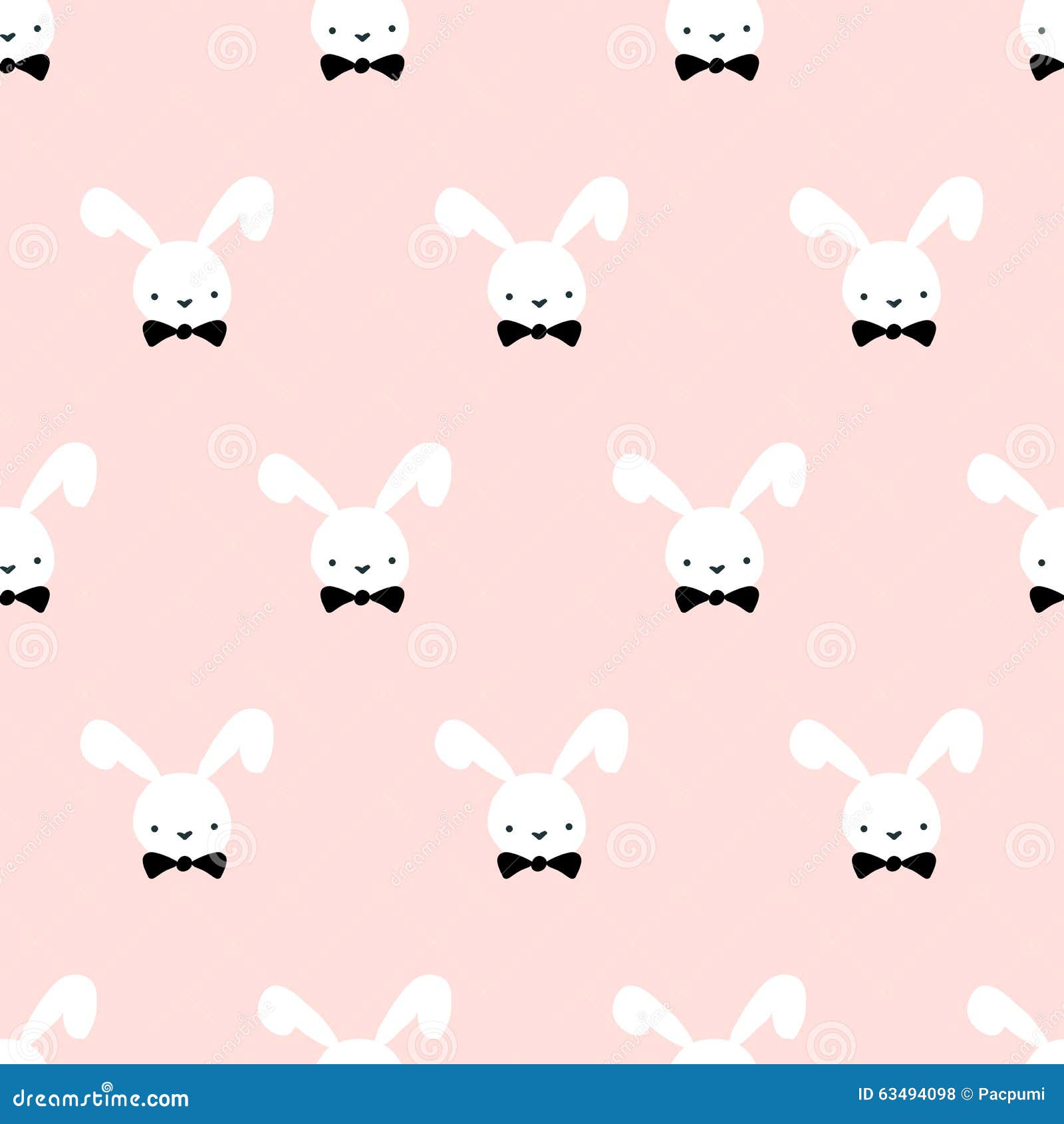 Seamless Cute Bunny Pattern Stock Illustration - Illustration of hand ...