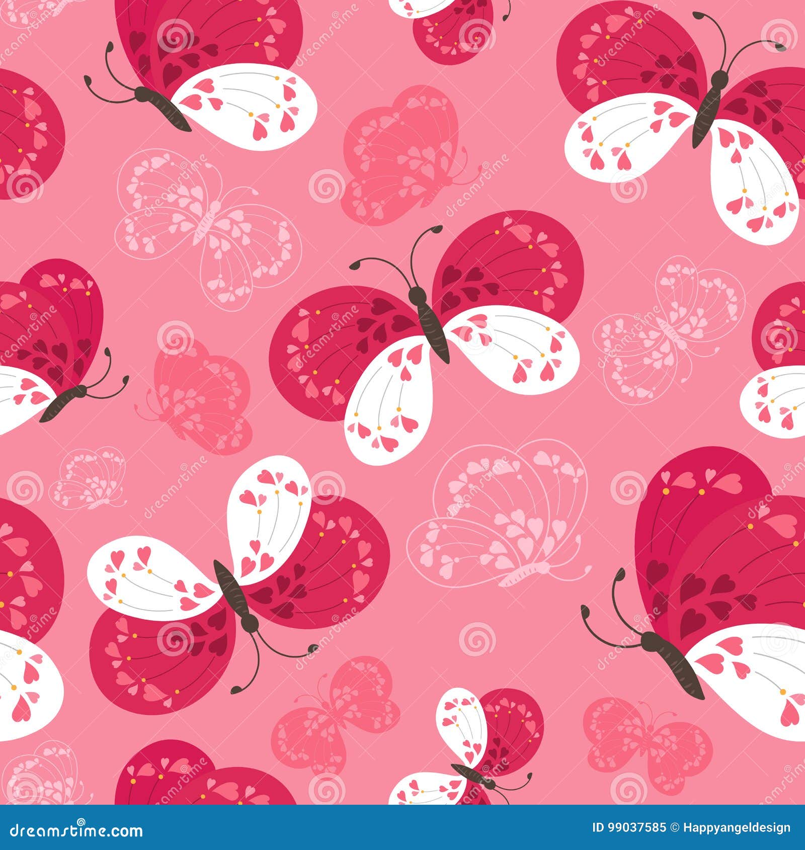 Seamless Cute Butterflies Pattern. Stock Vector - Illustration of ...
