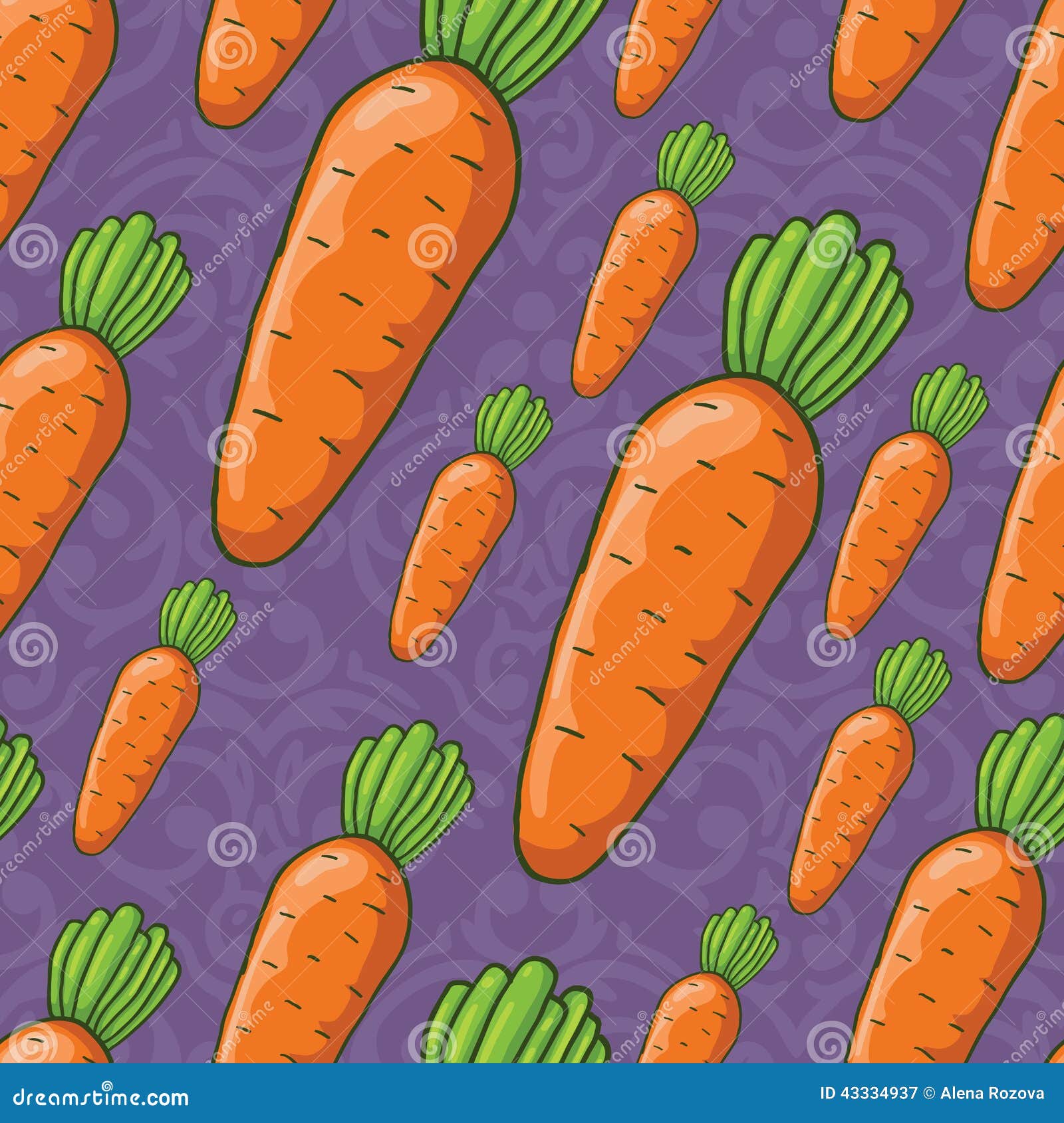 Seamless Cute Carrots Pattern Stock Vector - Illustration of damask ...