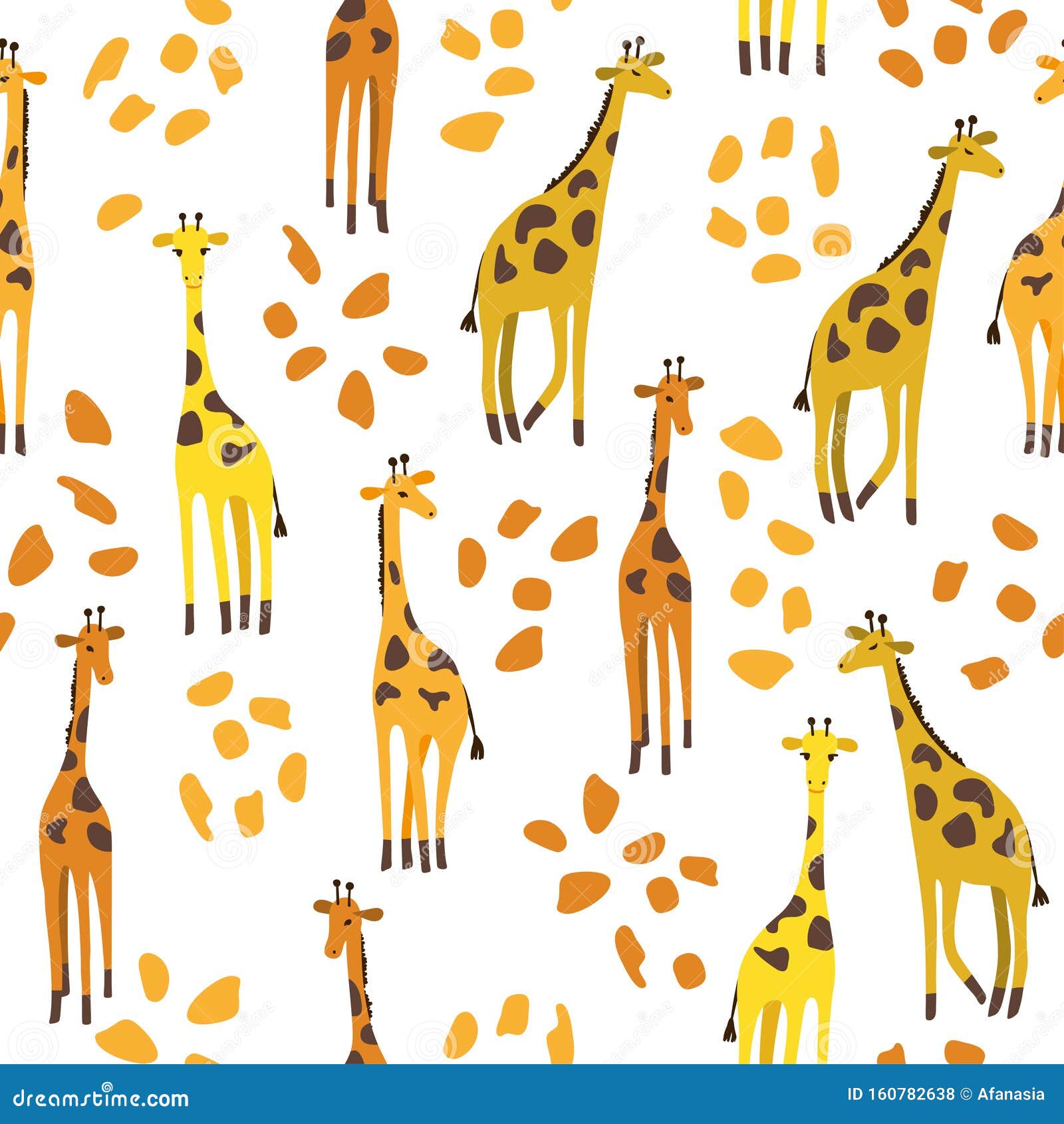 Seamless Cute Cartoon Giraffes Pattern for Kids Design Stock Vector ...