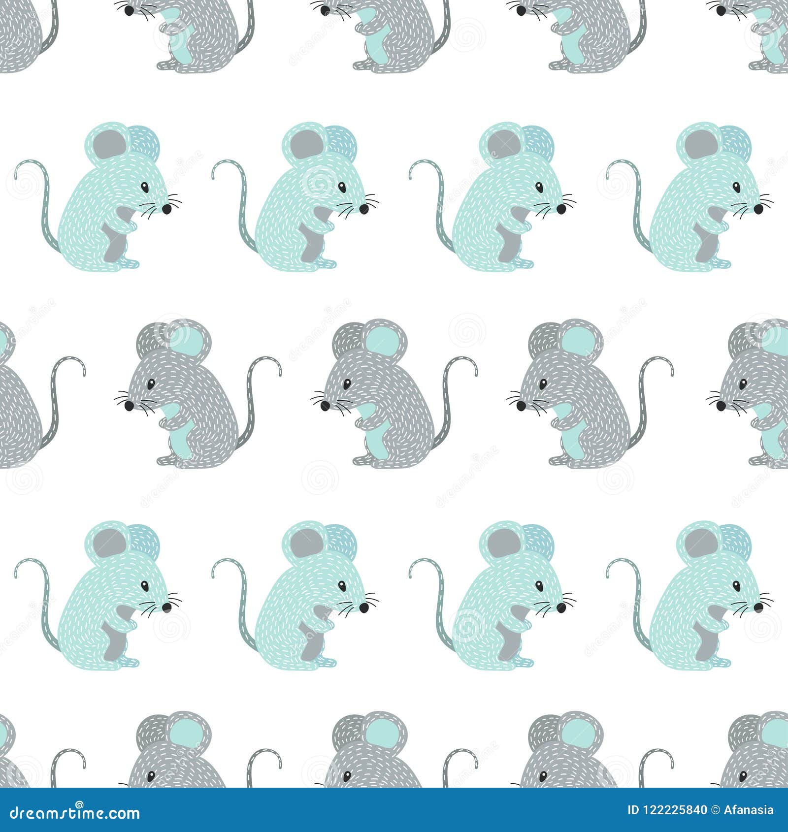Seamless Cute Cartoon Mice Pattern. Stock Vector - Illustration of baby ...