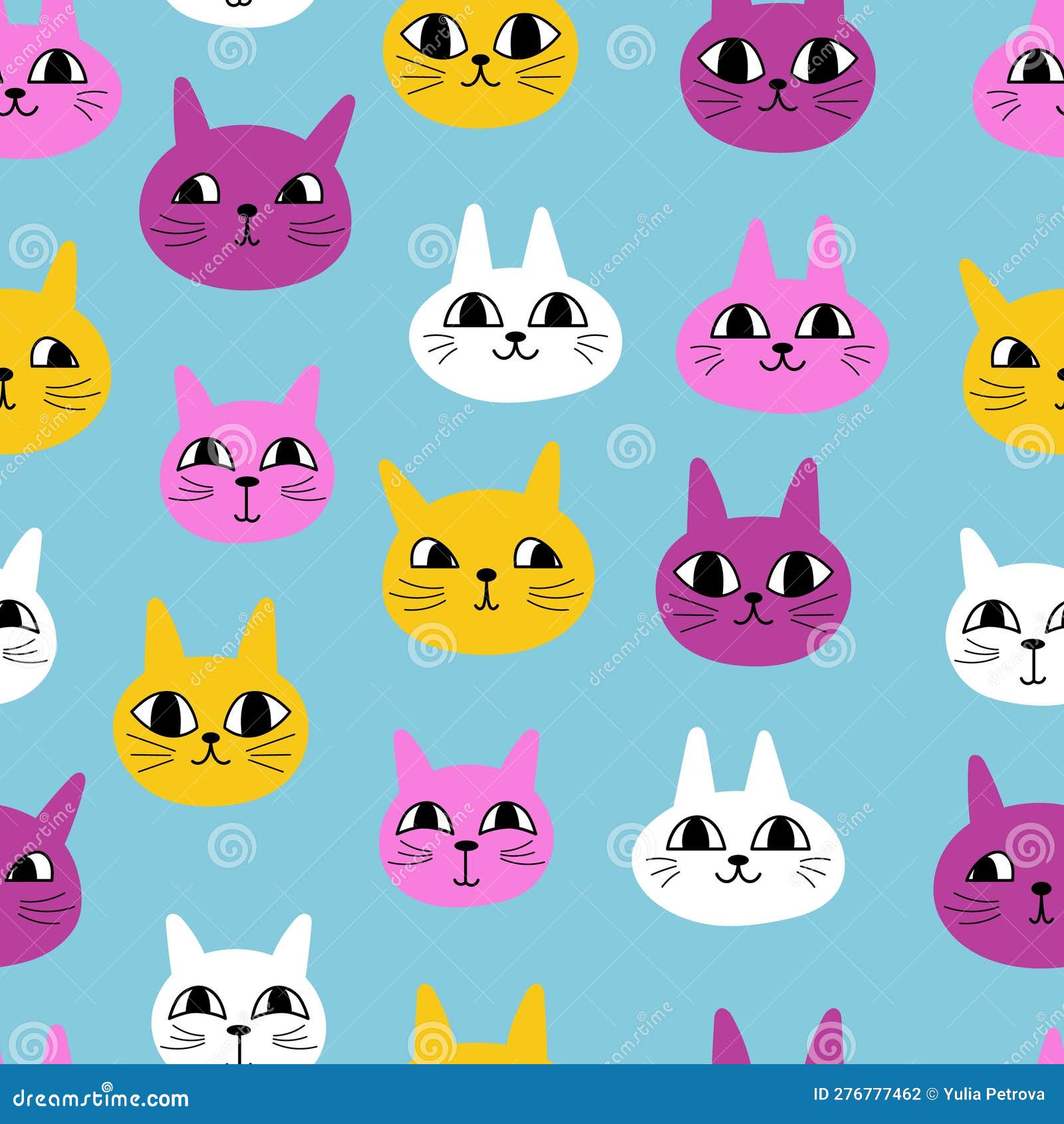 Seamless cute cat pattern stock vector. Illustration of wallpaper ...