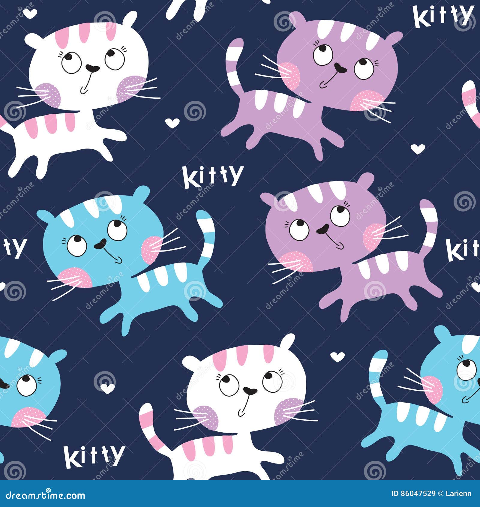Seamless Cute Cat Pattern Vector Illustration Stock Vector ...