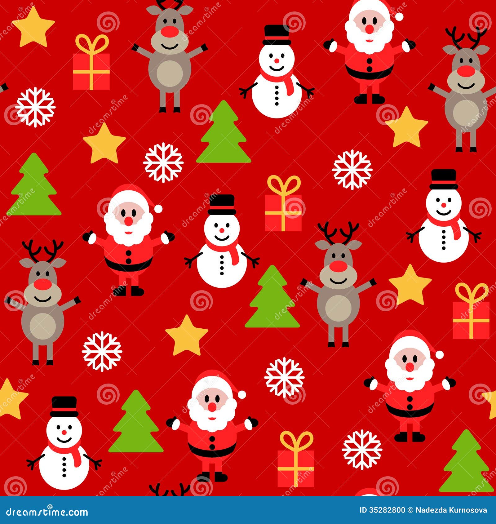 Seamless Cute Christmas Pattern Stock Vector - Illustration of present ...