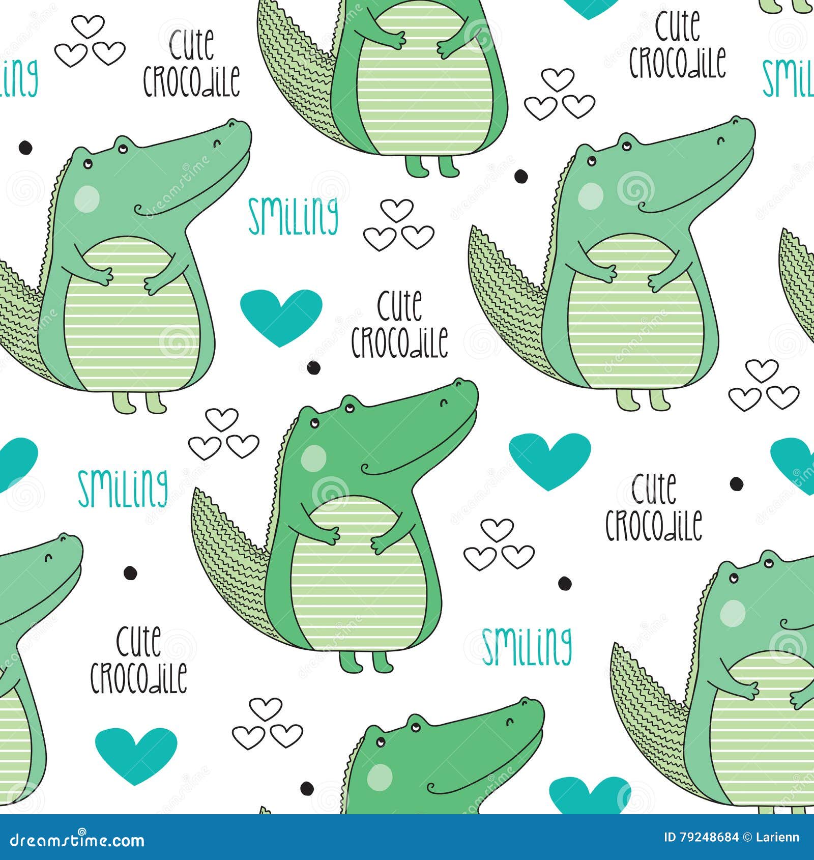 Seamless Cute Crocodile Pattern Vector Illustration Stock Vector ...
