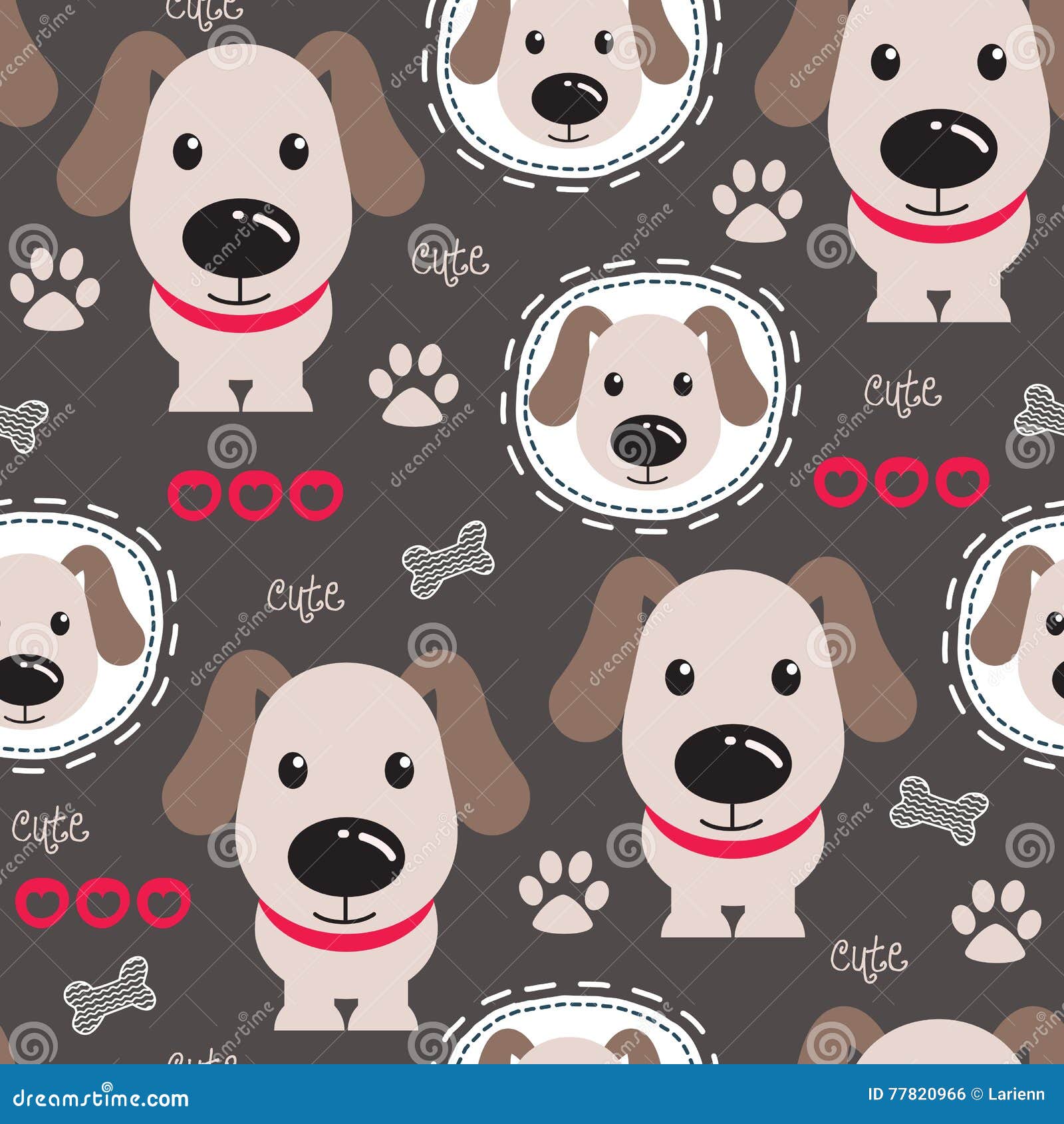 Seamless Cute Dog Pattern Vector Illustration Stock Vector ...