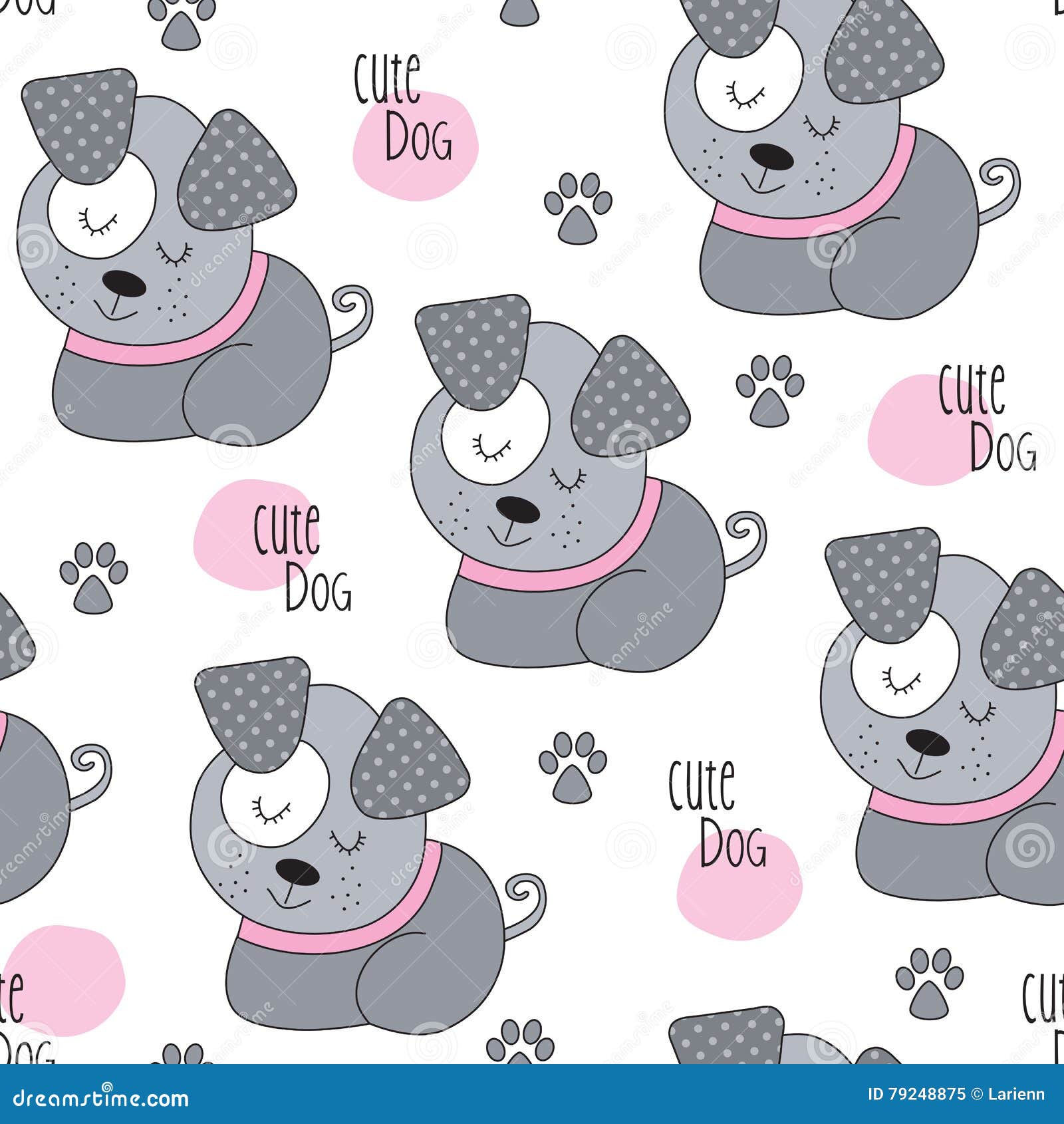 Seamless Cute Dog Pattern Vector Illustration Stock Vector ...