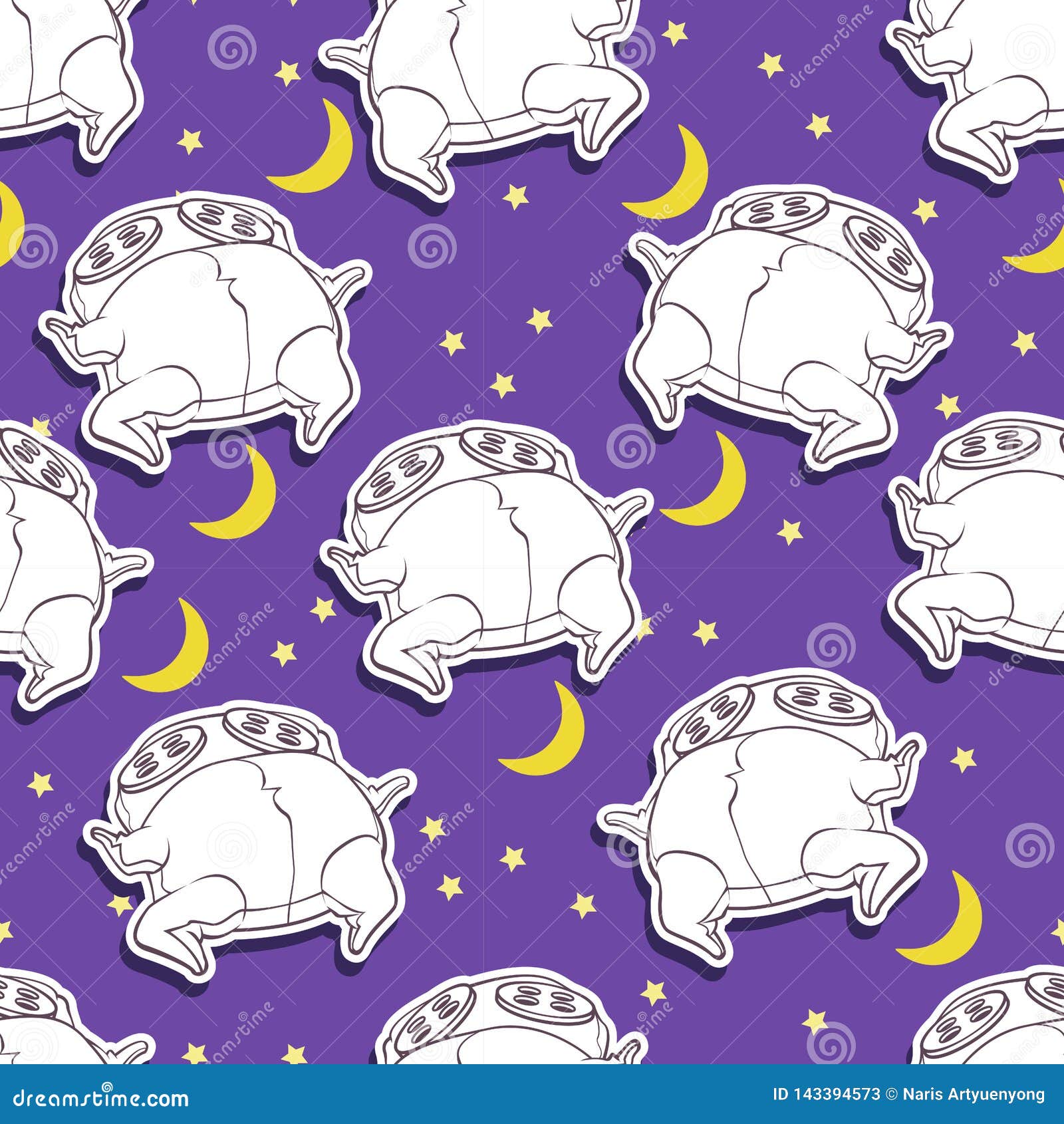 Seamless Cute Doll is Sleeping Pattern. Stock Vector - Illustration of ...