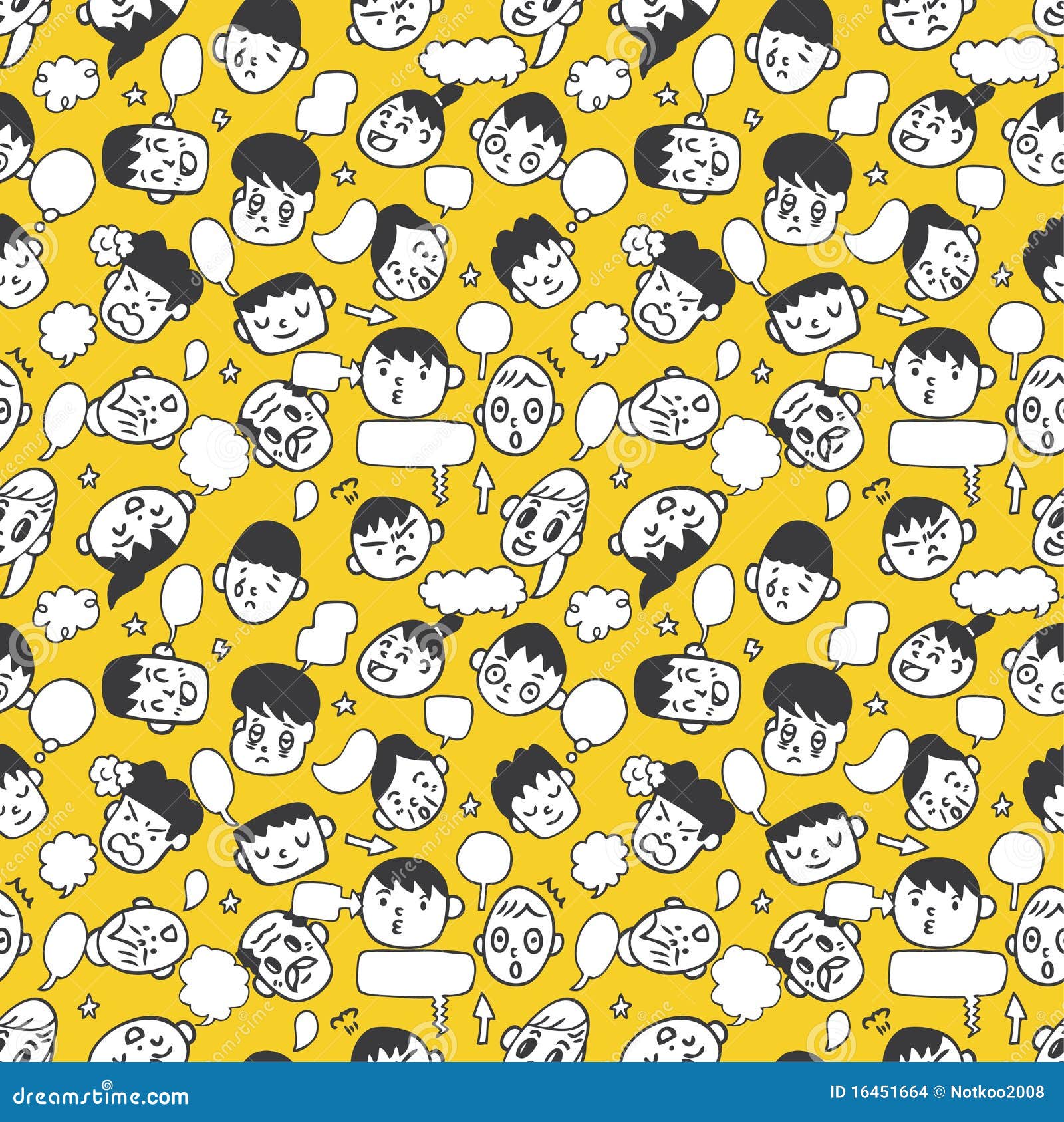 Seamless cute face pattern stock vector. Illustration of friend - 16451664