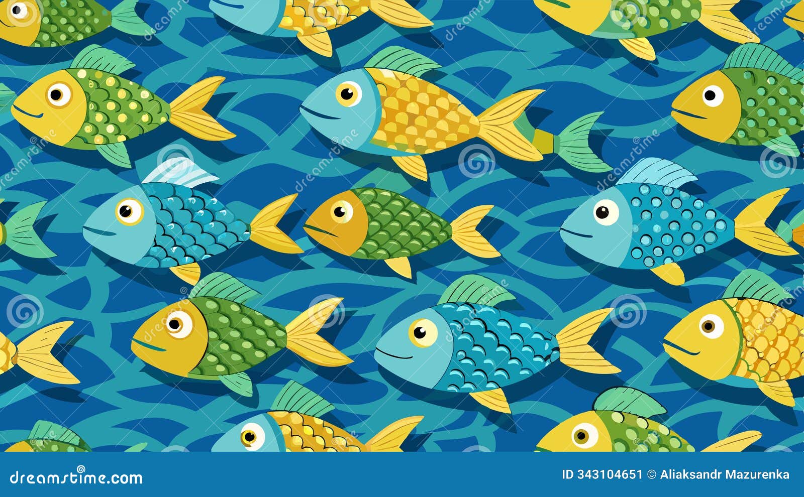 Seamless Cute Fish Patterns Background, Repeating Texture Tiles Stock ...
