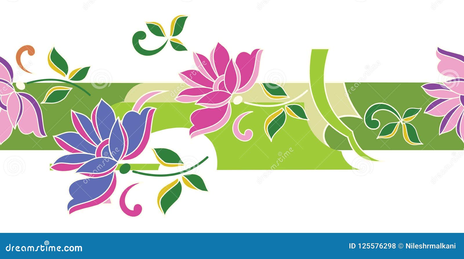 Seamless Cute Floral Border Stock Vector - Illustration of border ...